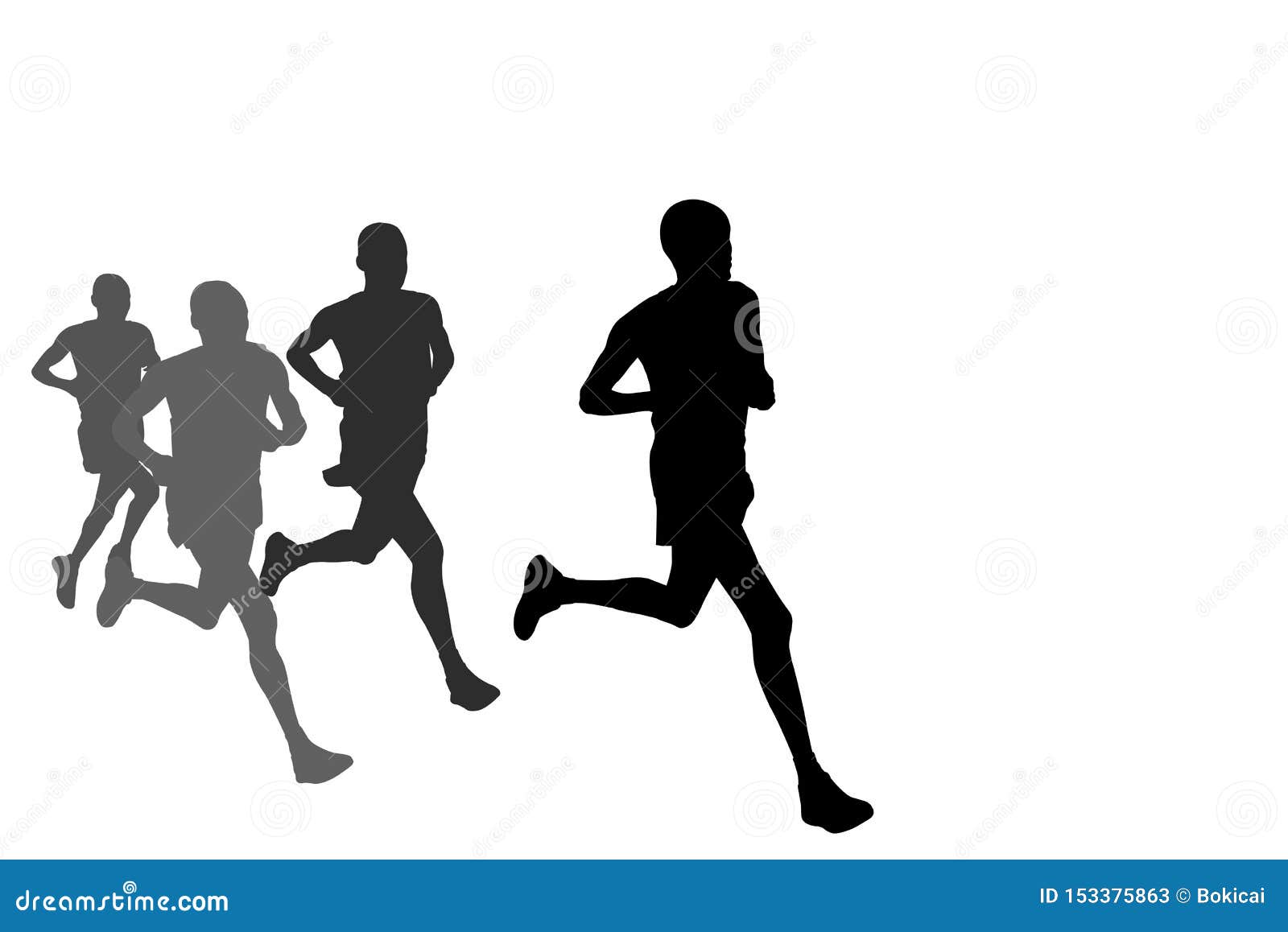 Group of Marathon Runners Silhouettes Stock Vector - Illustration of ...