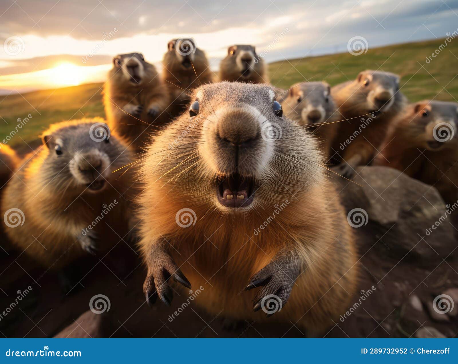 A group of marmots stock photo. Image of wild, alpine - 289732952