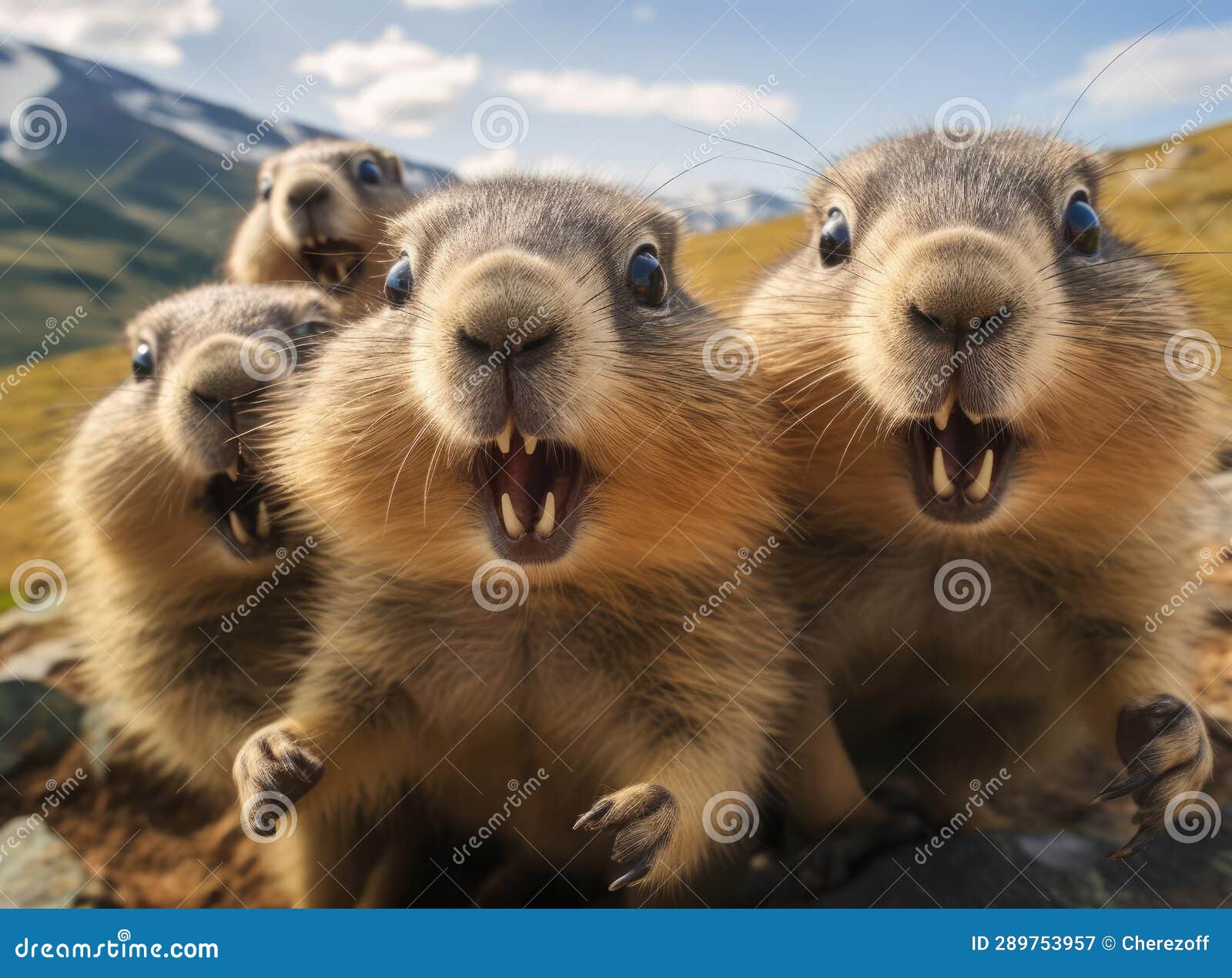 A group of marmots stock image. Image of wildlife, nature - 289753957