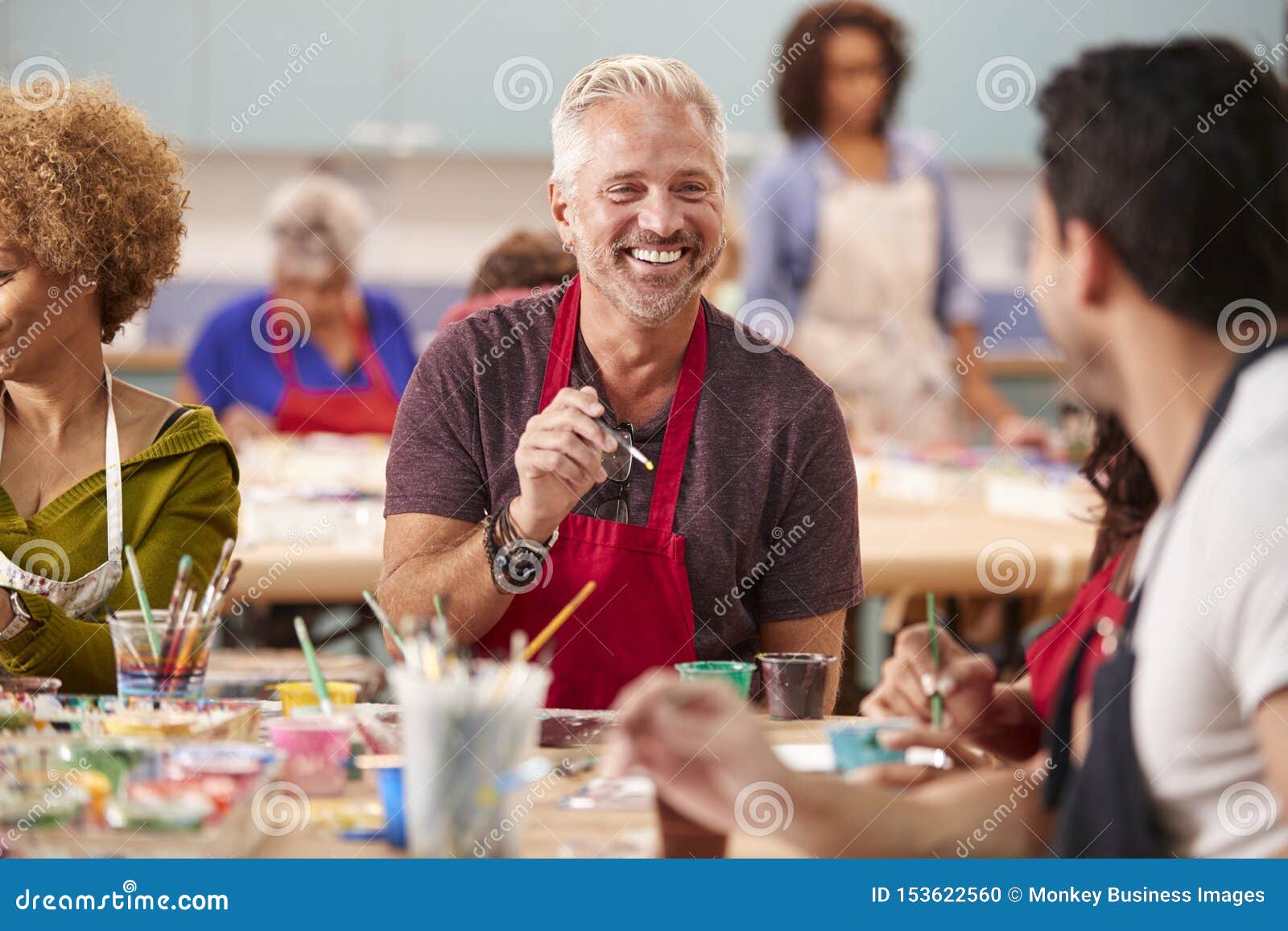 Group of Mature Adults Attending Art Class in Community Centre Stock ...
