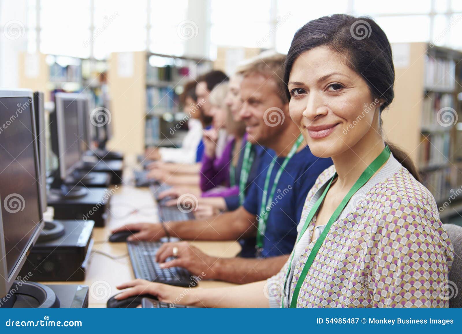Group of Mature Students Working at Computers Stock Image - Image of ...