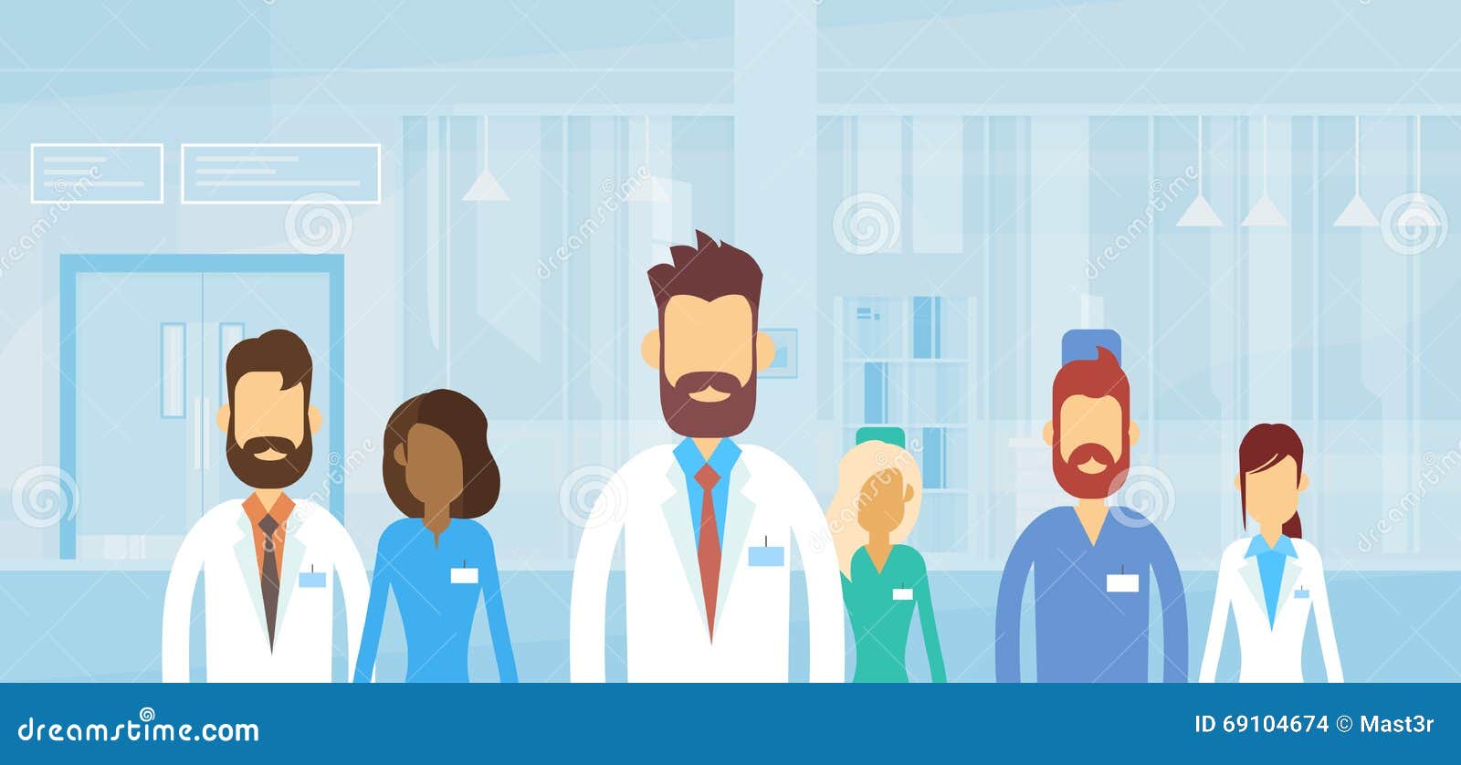 Group Medial Doctors Team Hospital Flat Stock Vector - Illustration of ...