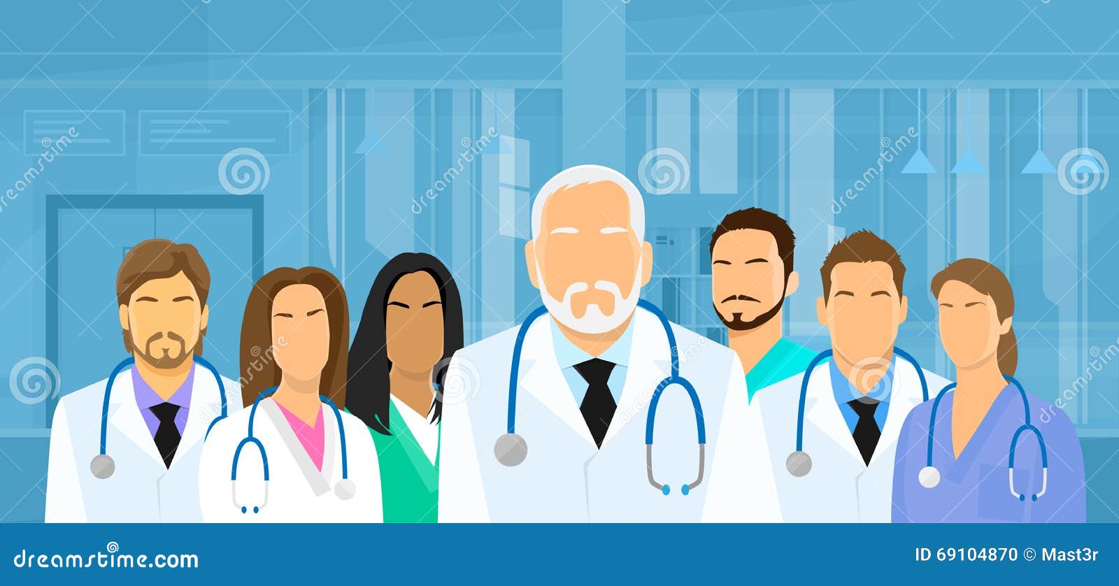 Group Medial Doctors Team Hospital Flat Stock Vector - Illustration of ...