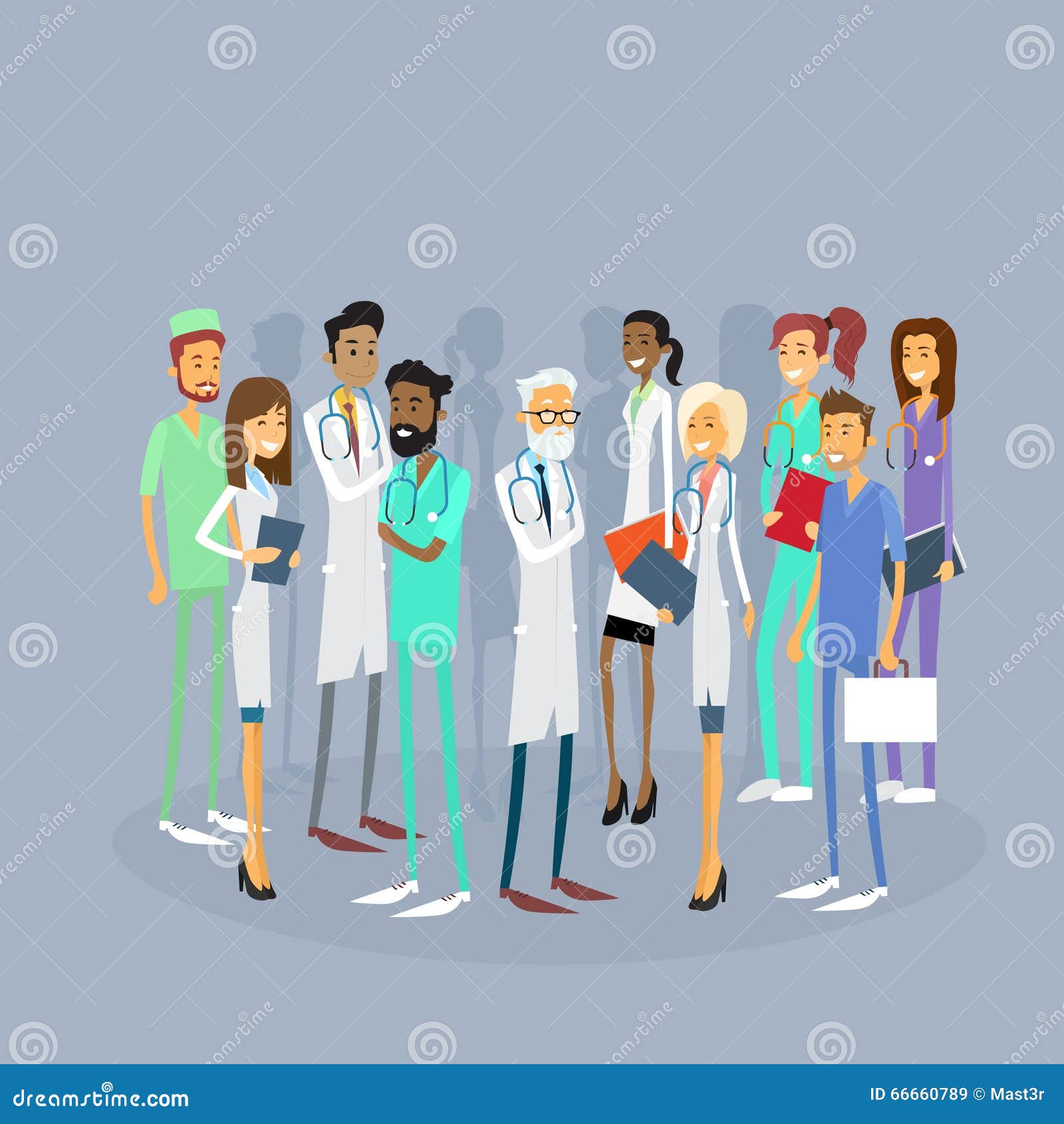 Group Medial Doctors Team Work with Leader Stock Vector - Illustration ...