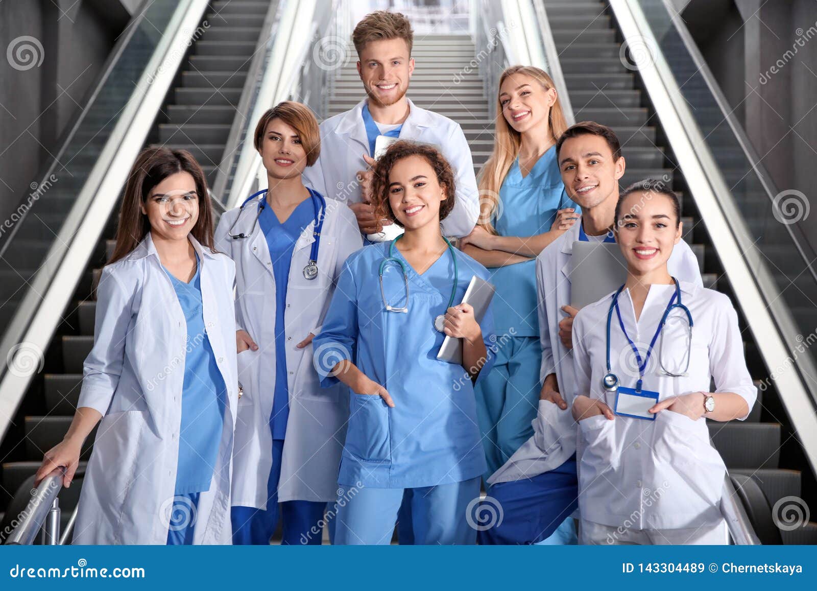Group of Medical Students in College Stock Image - Image of hallway ...