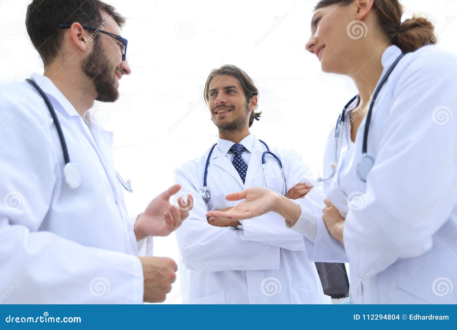 Group of Medicine Doctors Talking during Conference, Bottom View Stock ...