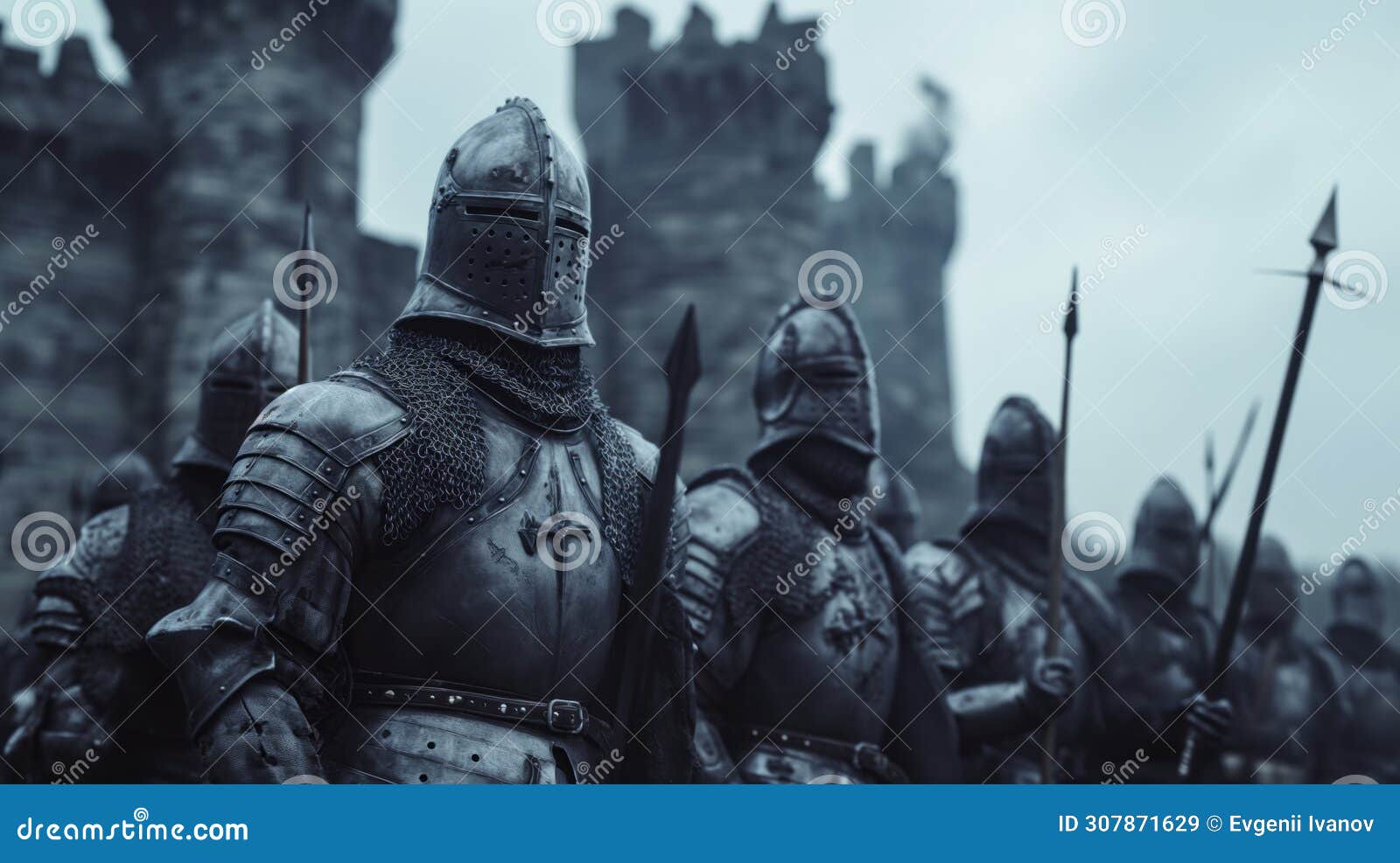 Medieval Armored Knights Formation Hand Drawn Seamless Pattern ...