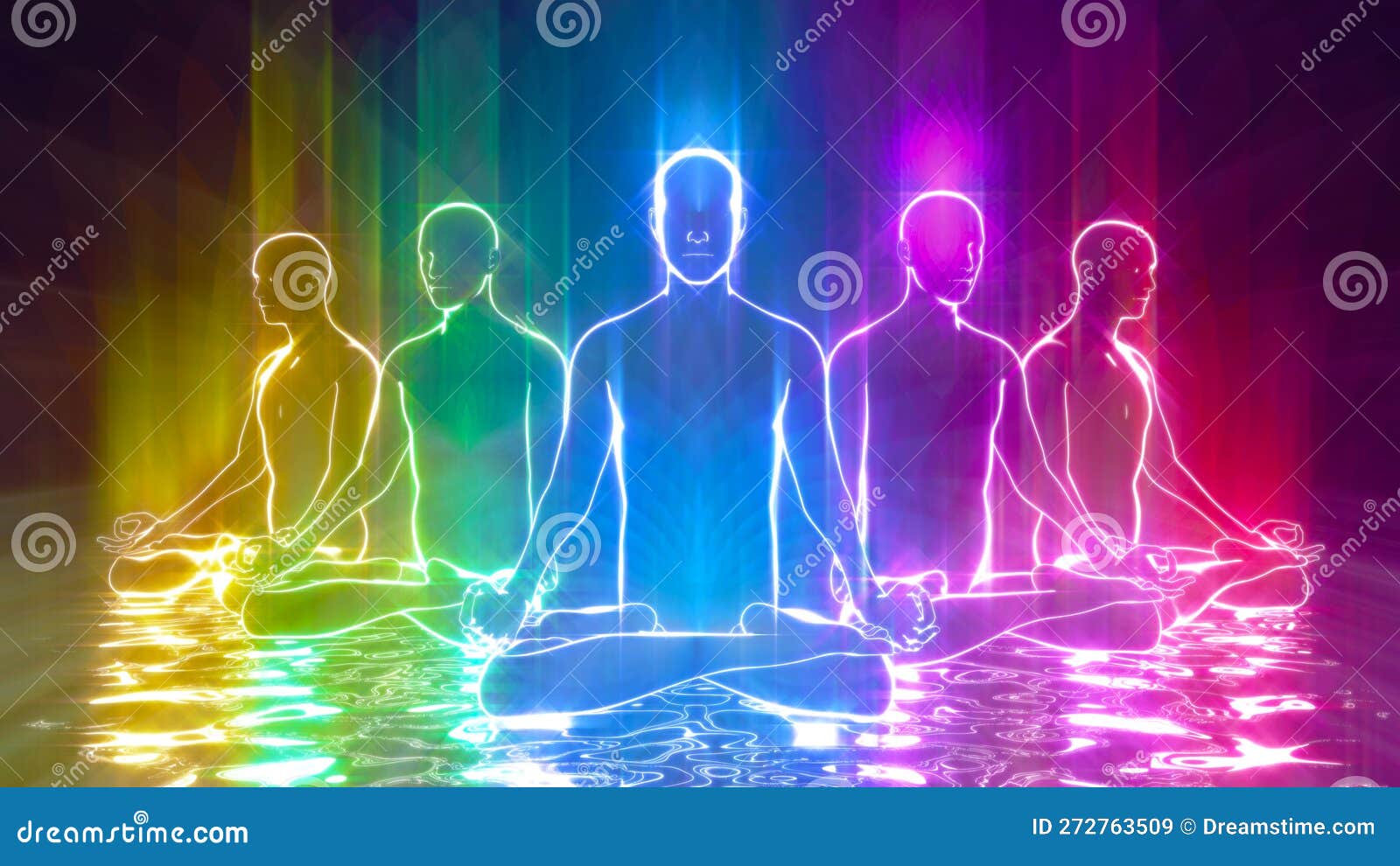 Group Of Meditating Women In Lotus Pose. Yoga Illustration ...