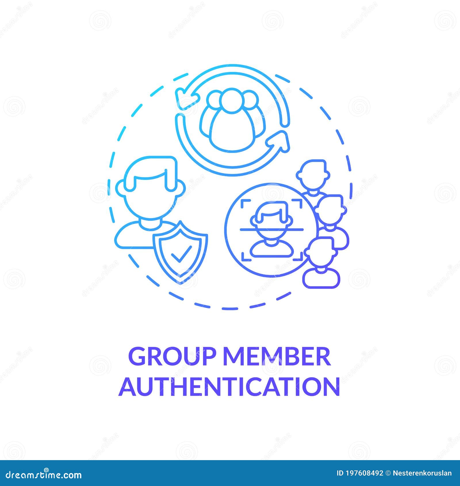 Group Member Authentication Concept Icon Stock Vector - Illustration of ...