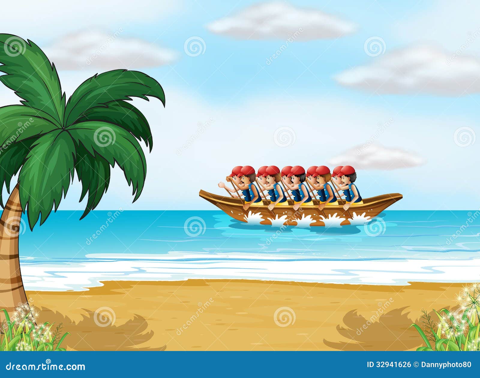 A group of men boating stock vector. Illustration of humans - 32941626