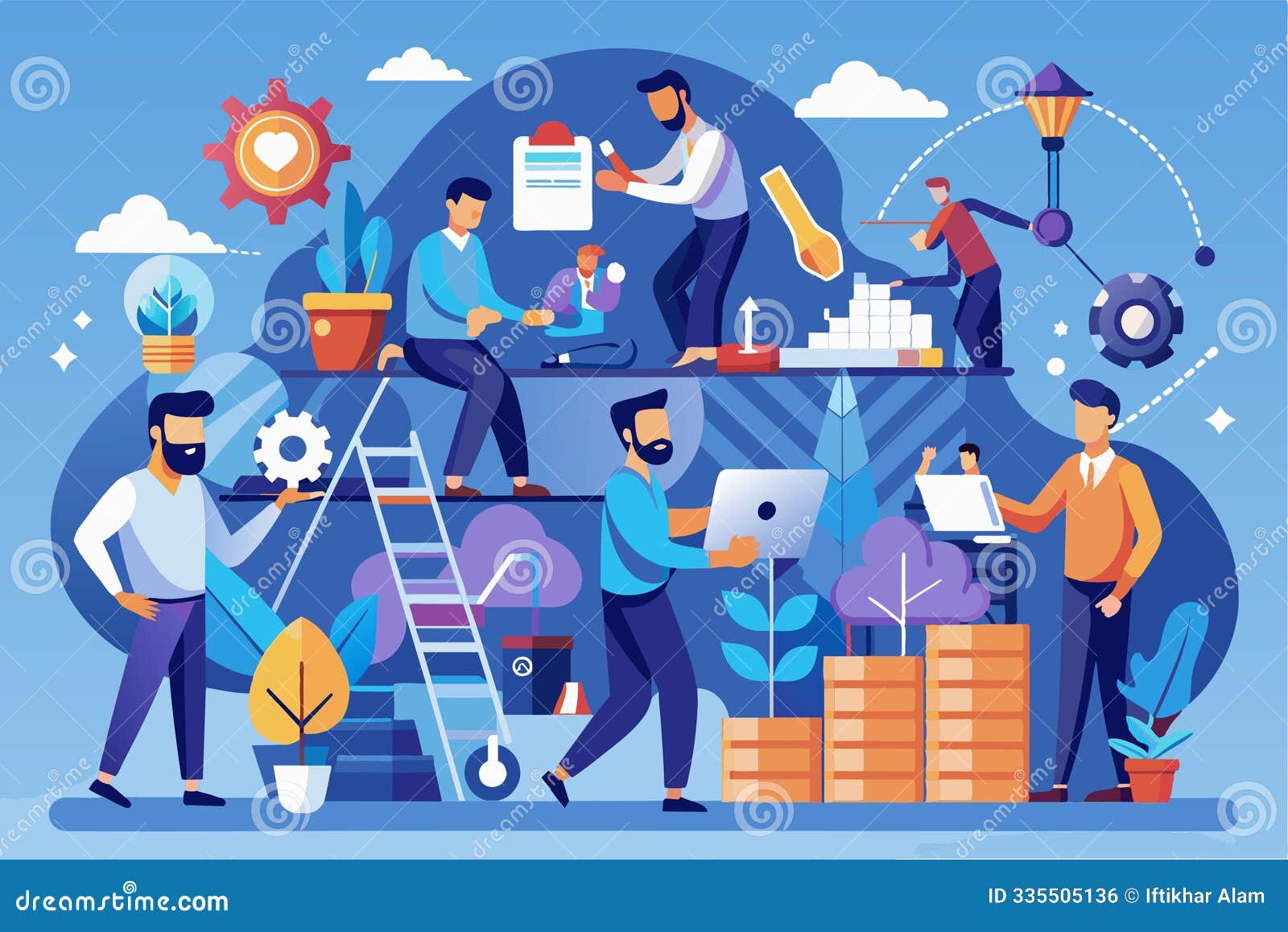 A Group of Men Collaborates on Different Tasks, Showcasing Teamwork and ... A Group of Men Collaborates on Different Tasks, Showcasing Teamwork and ...