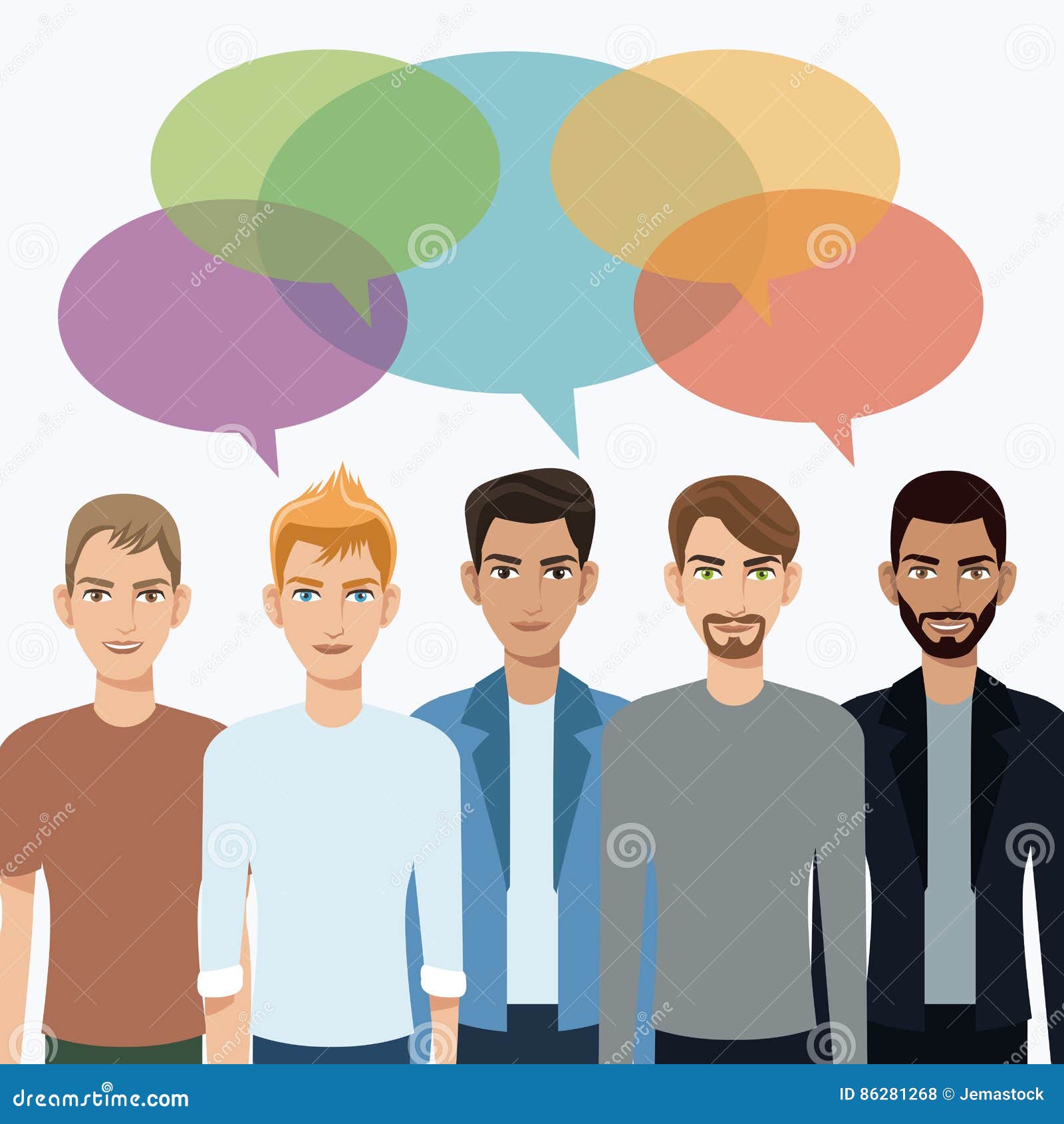 Group Men Communication Dialog Bubble Speech Stock Vector ...