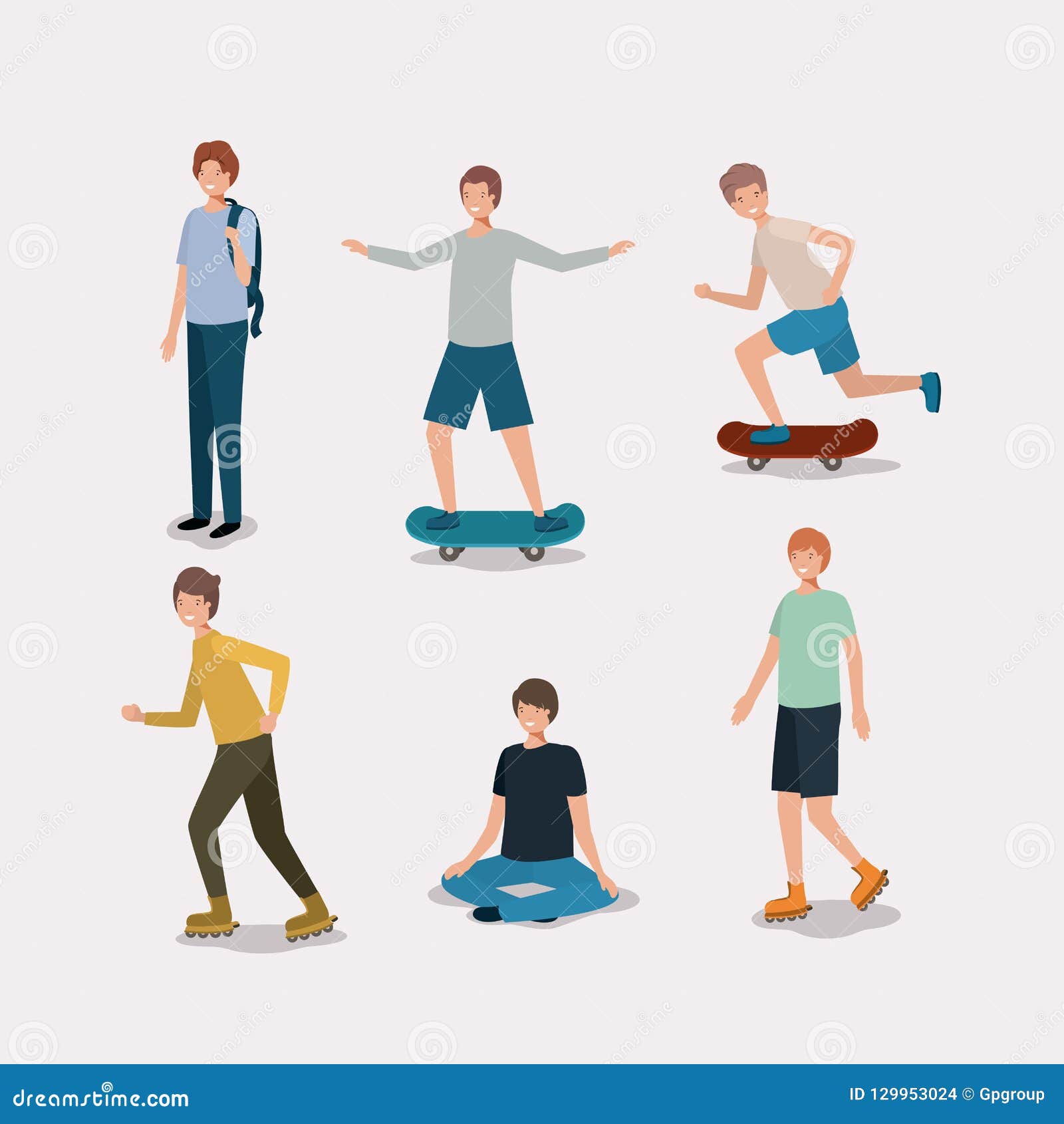 Group of Men Doing Activities Stock Vector - Illustration of freestyle ...