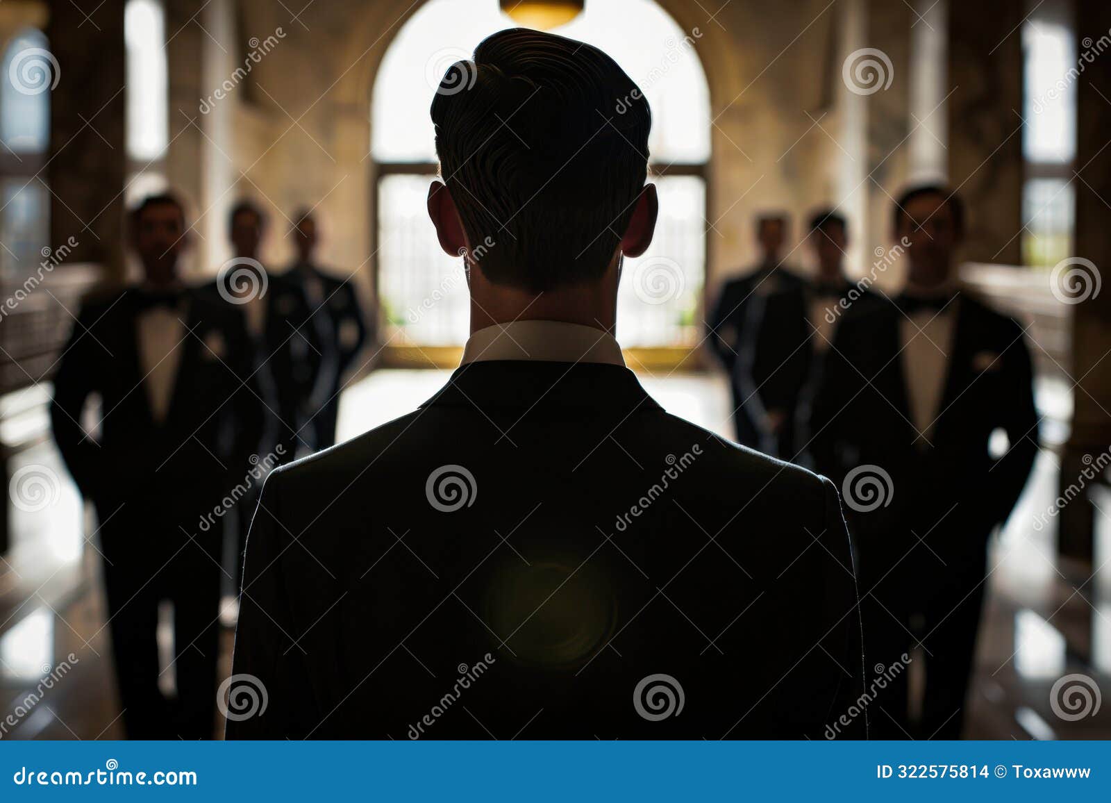 Men in Formal Suits Standing in an Elegant Hall Stock Photo - Image of ...