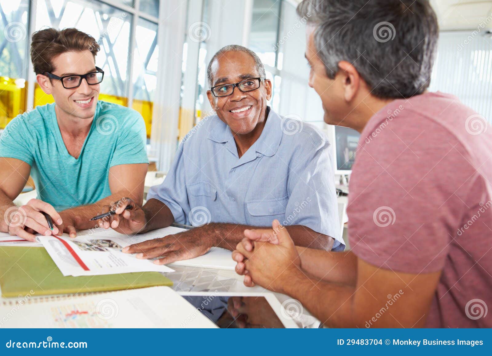 Group of Men Meeting in Creative Office Stock Photo - Image of multi ...