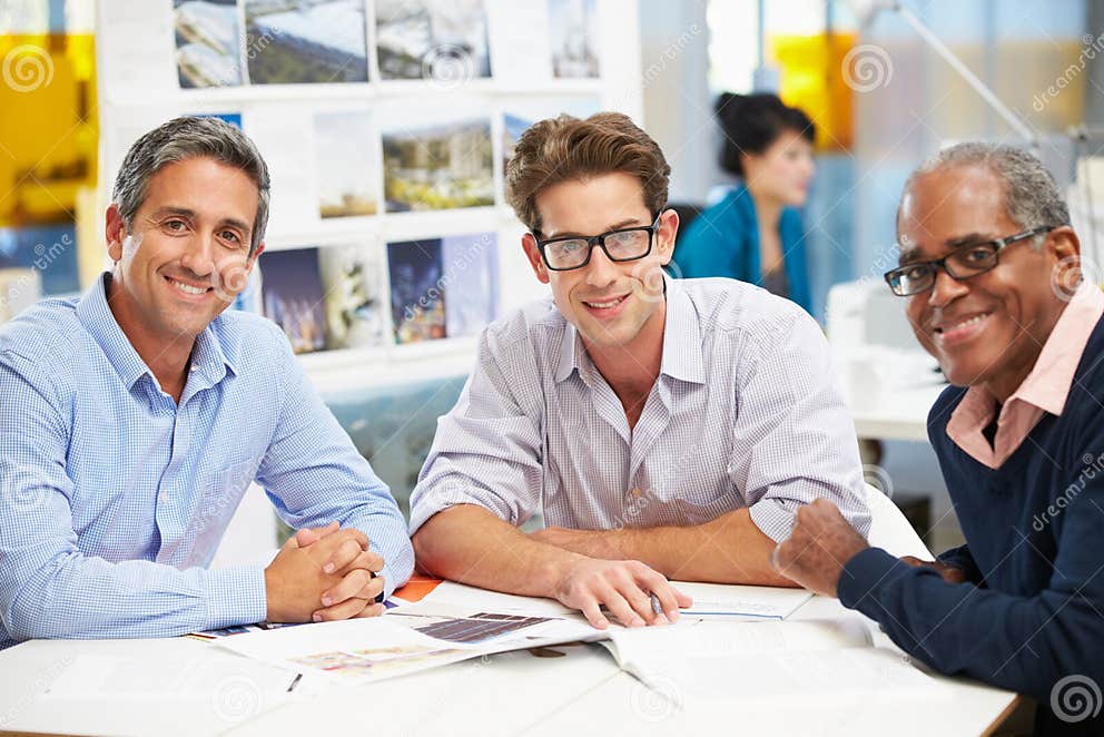 Group of Men Meeting in Creative Office Stock Image - Image of happy ...