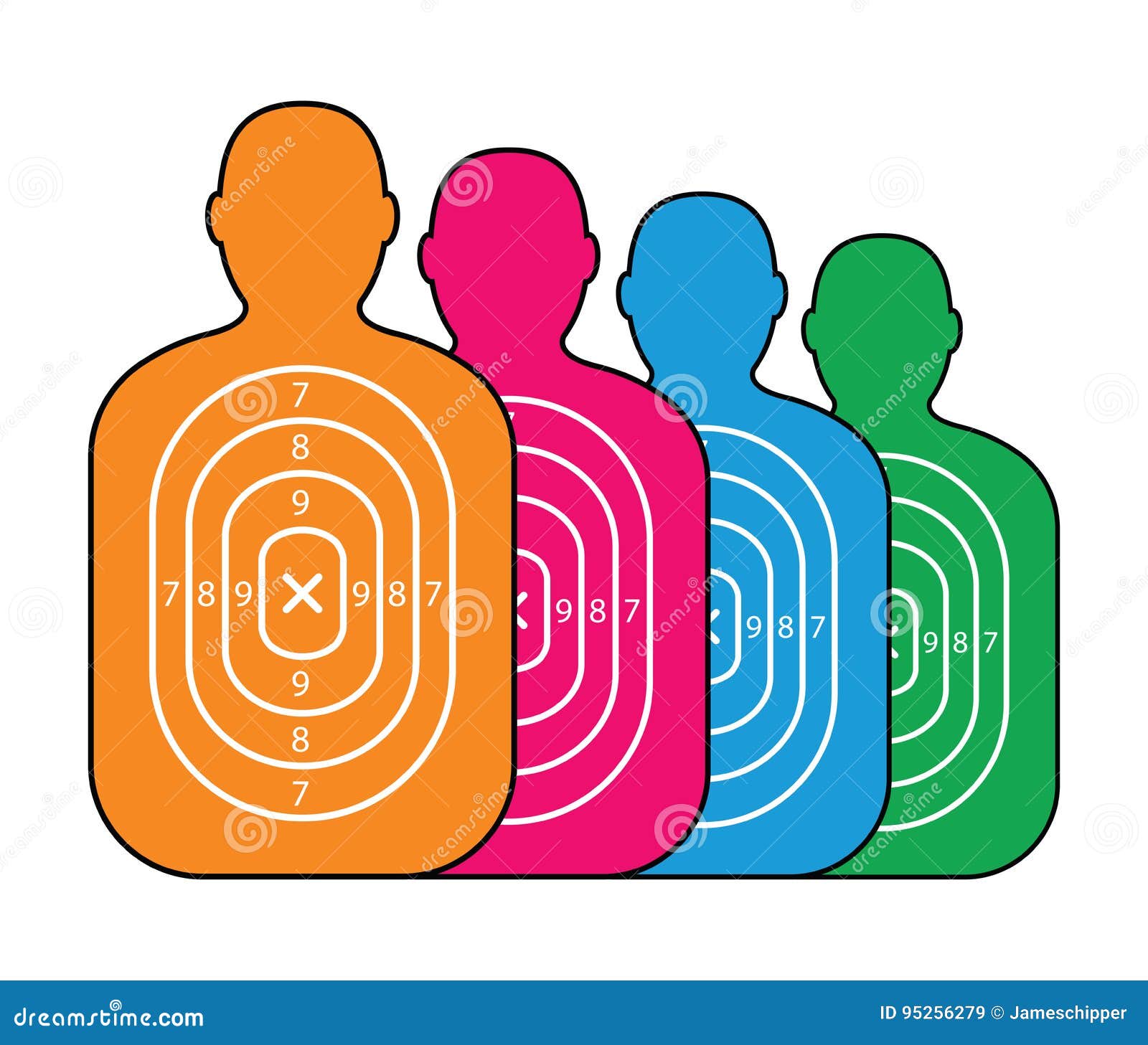 Group of men paper targets stock vector. Illustration of firing - 95256279