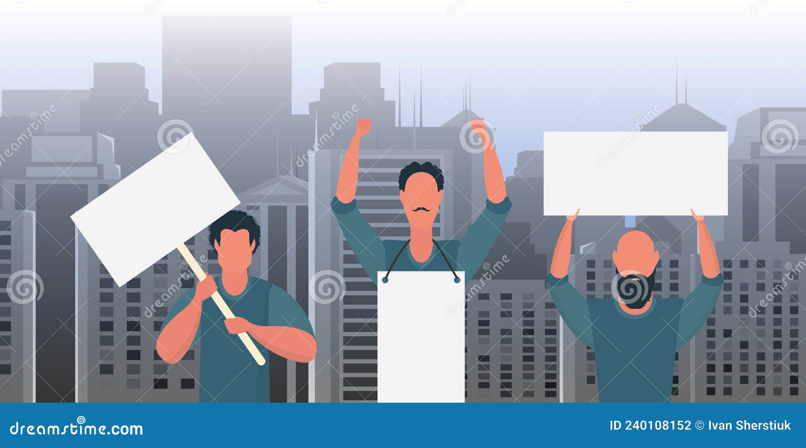 A Group of Men are Protesting with Banners in Their Hands. the Concept ...