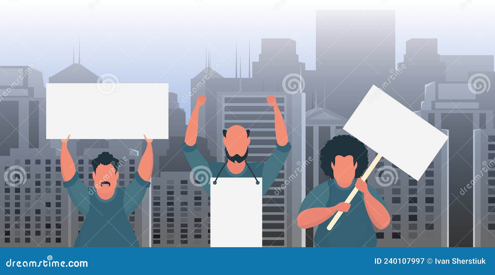 A Group of Men are Protesting with Banners in Their Hands. the Concept ...