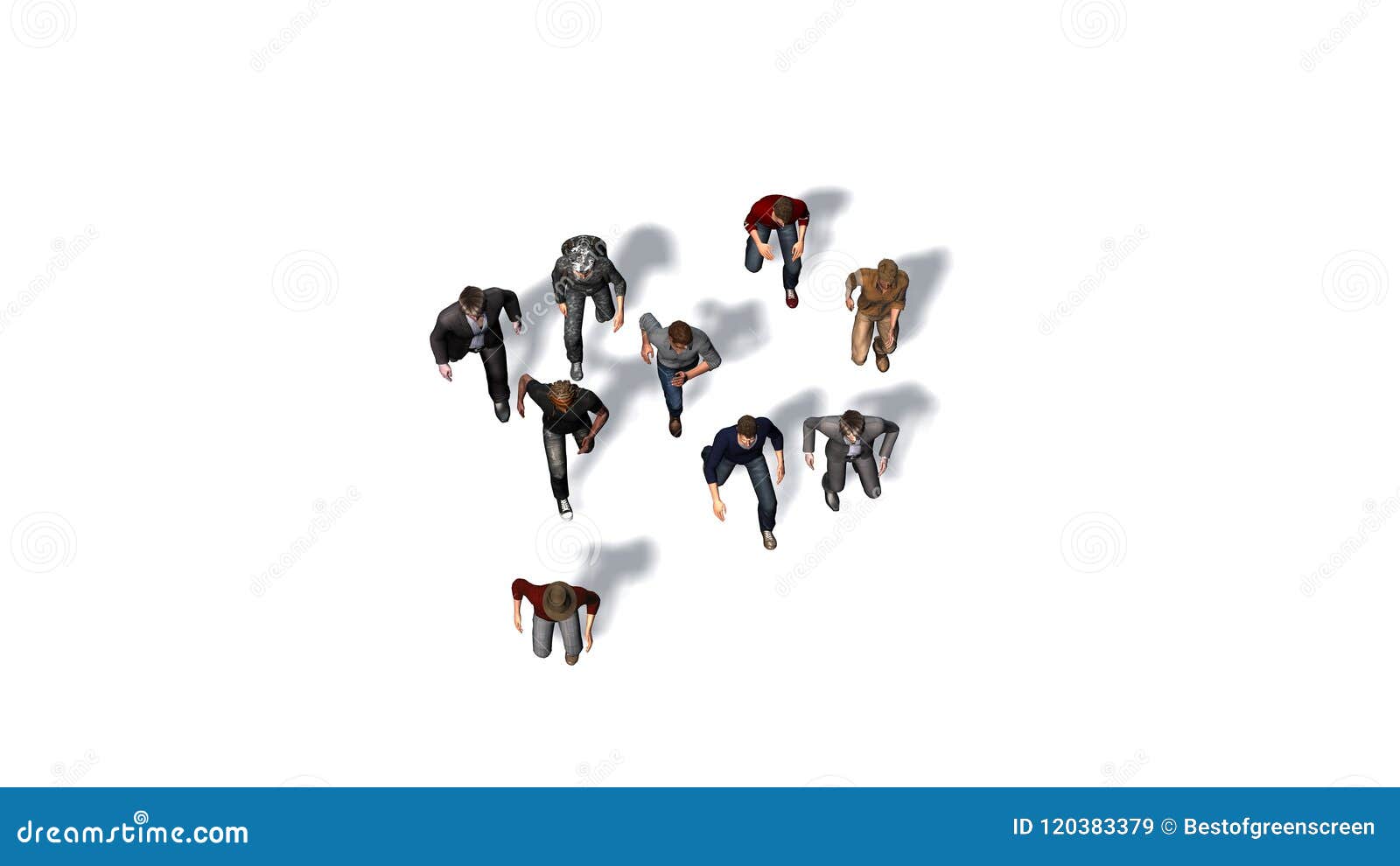 Group of Men Running - 3D Illustration Stock Illustration ...