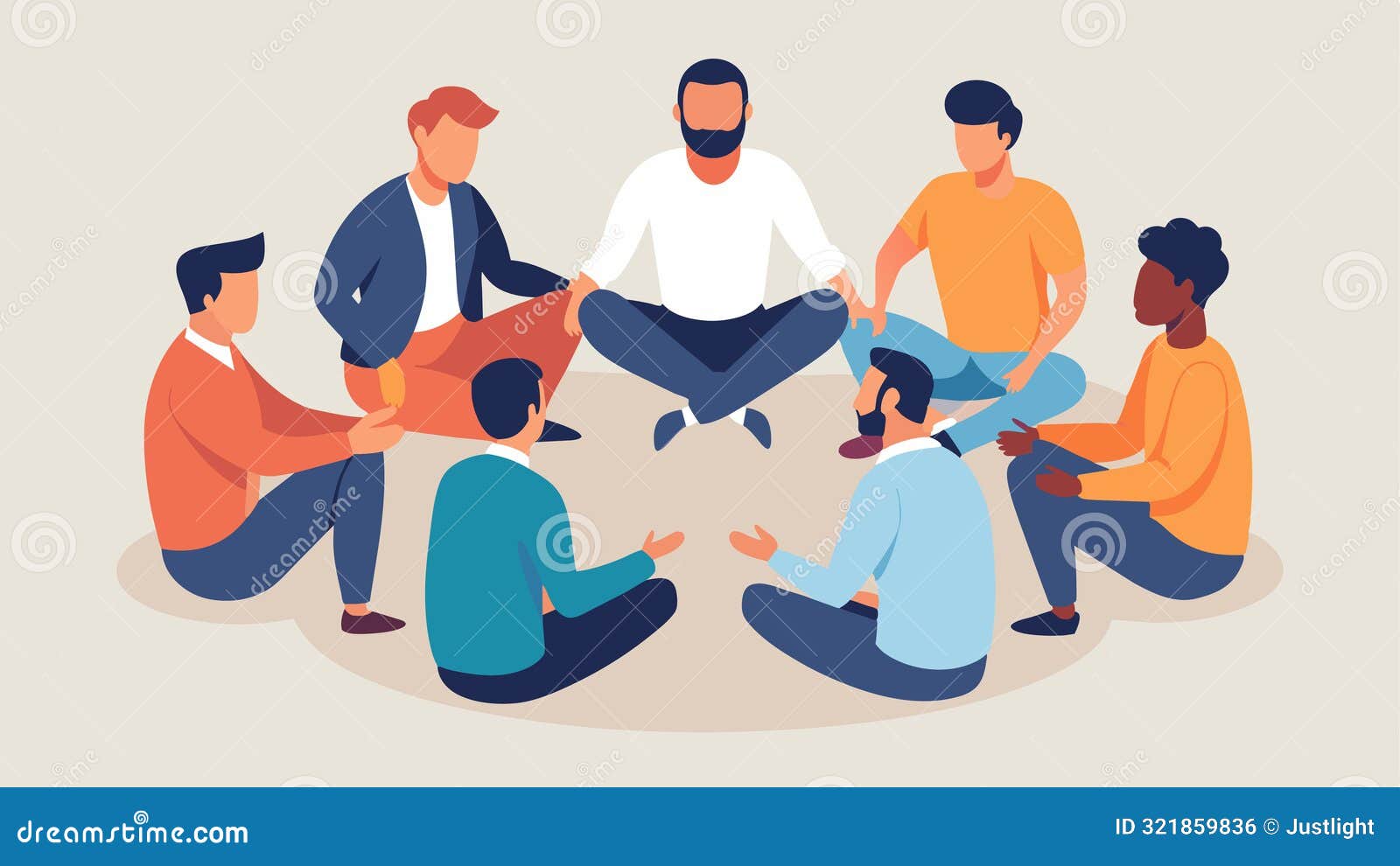 A Group of Men Sitting in a Circle Discussing the Harmful Effects of ...