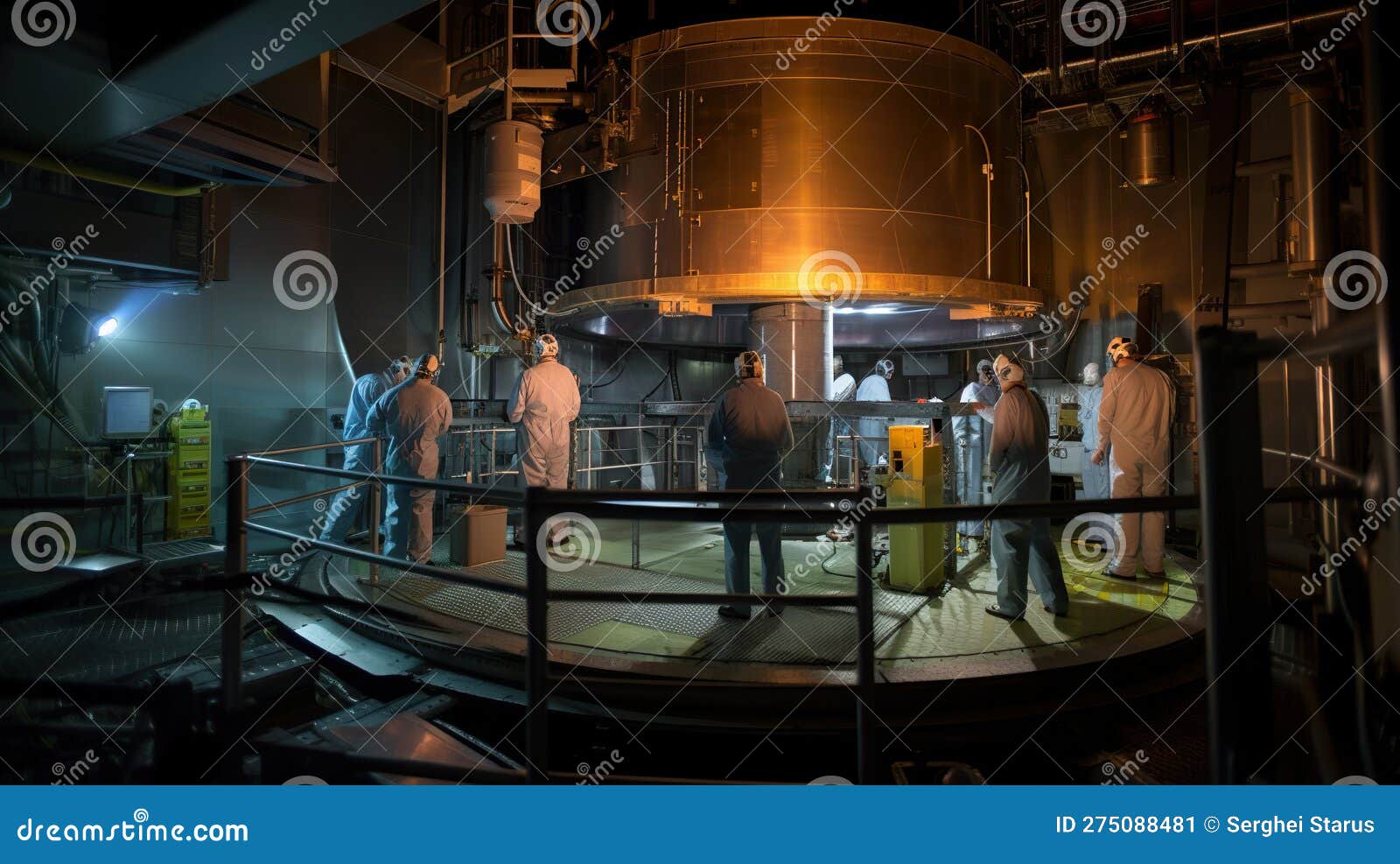 A Group of Men Standing in Front of a Nuclear Reactor Machine. AI ...