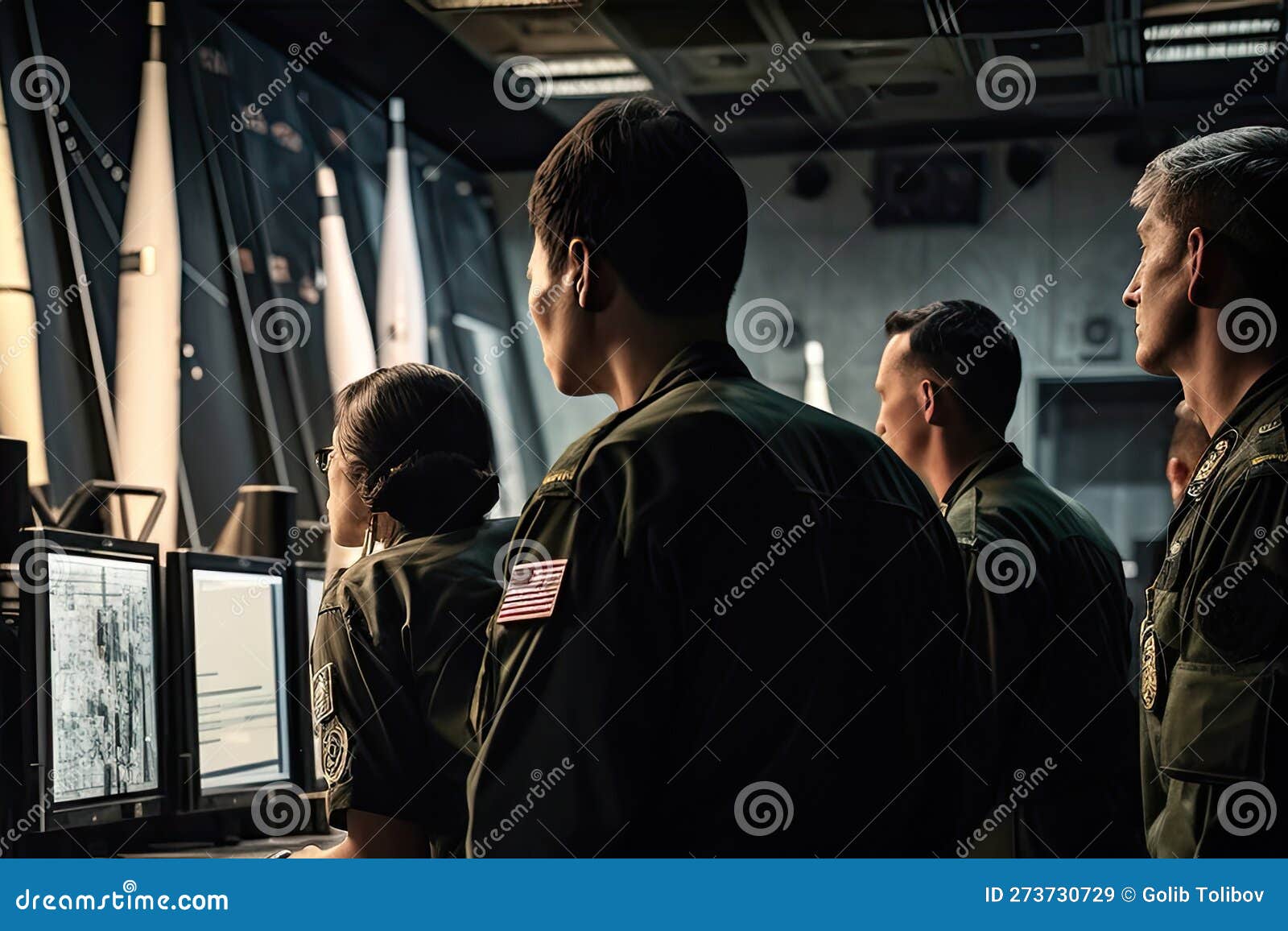 A Group of Men in Uniforms Looking at a Display. Generative AI Stock ...