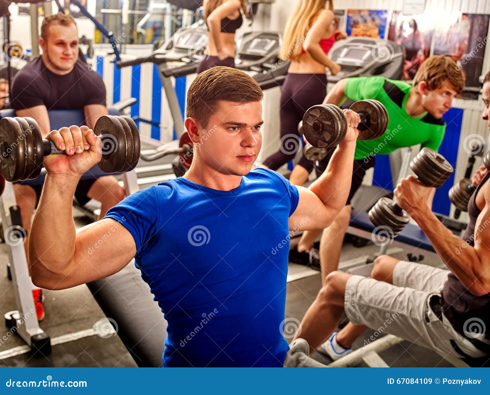 Group of Men Working His Body at Gym. Stock Image - Image of bicep ...