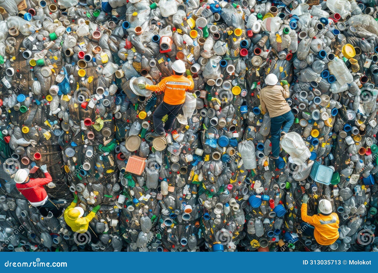 A Group of Men in Workwear and Helmets are Climbing Mountains of ...