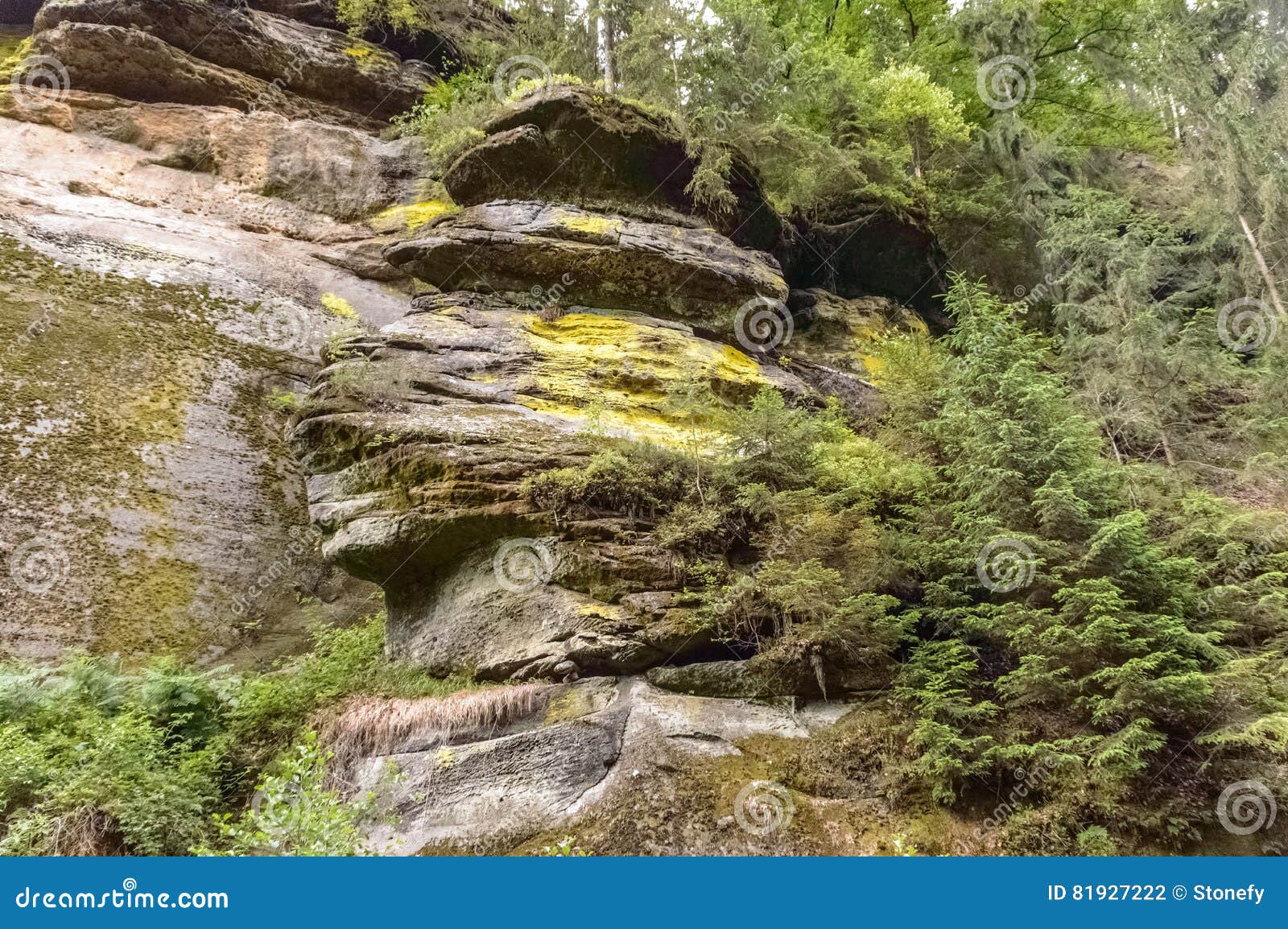 Group of Merged Rock Formations Forming a Cliff Stock Photo - Image of ...
