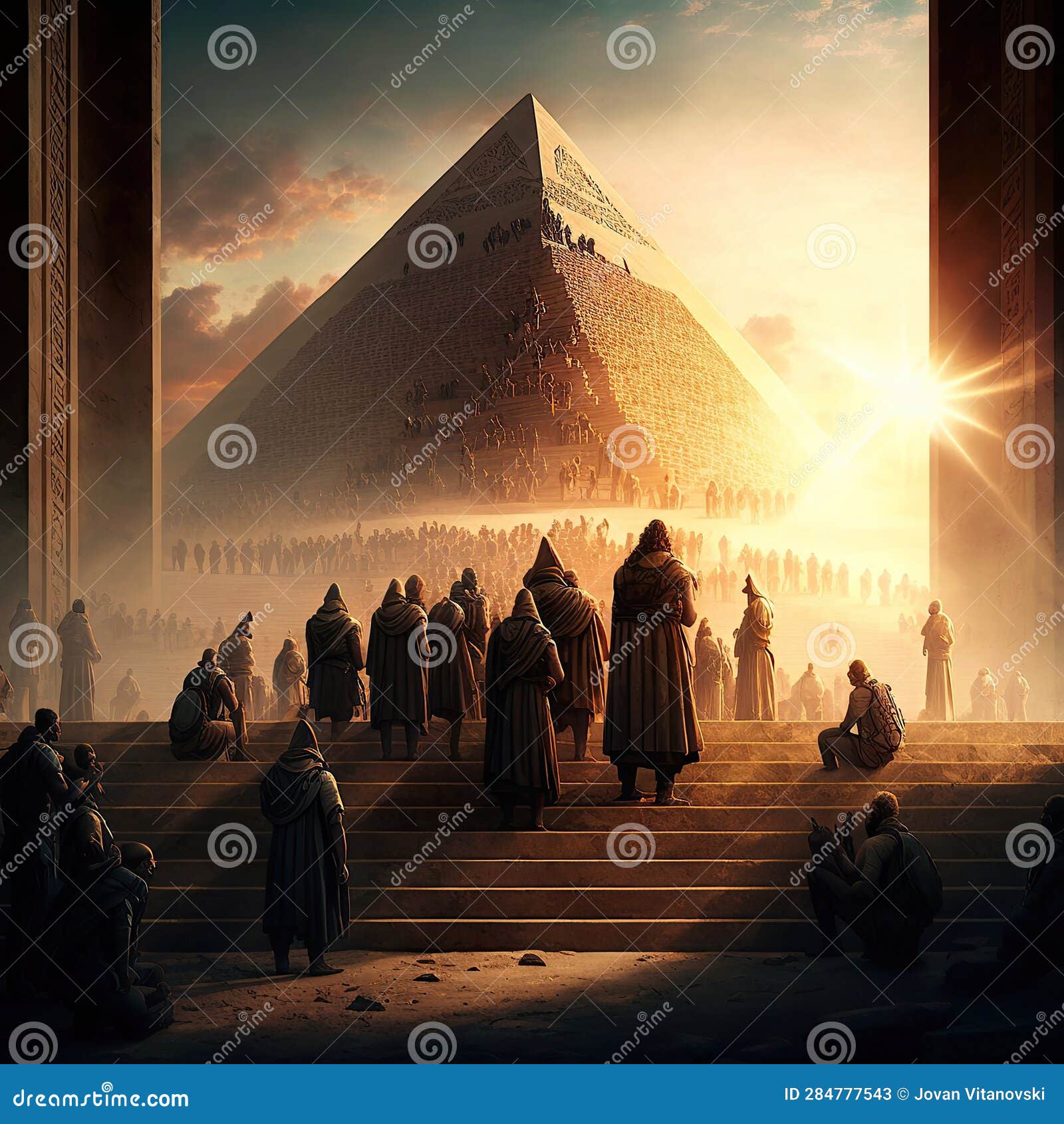 Group of Messiahs Gathered in Front of the Beautiful Pyramid Steps ...