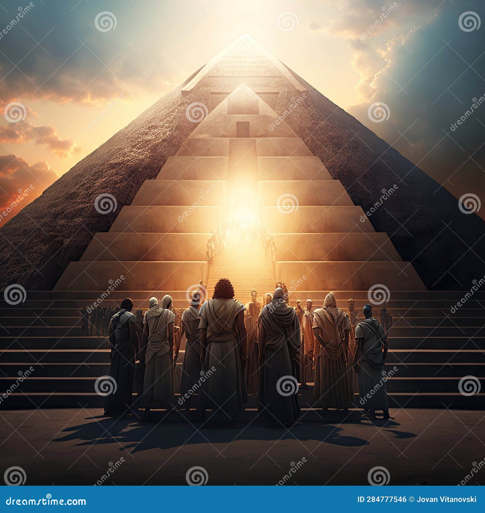 Pyramid Steps Five Levels Colors Principles Blank Copy Space Stock ...