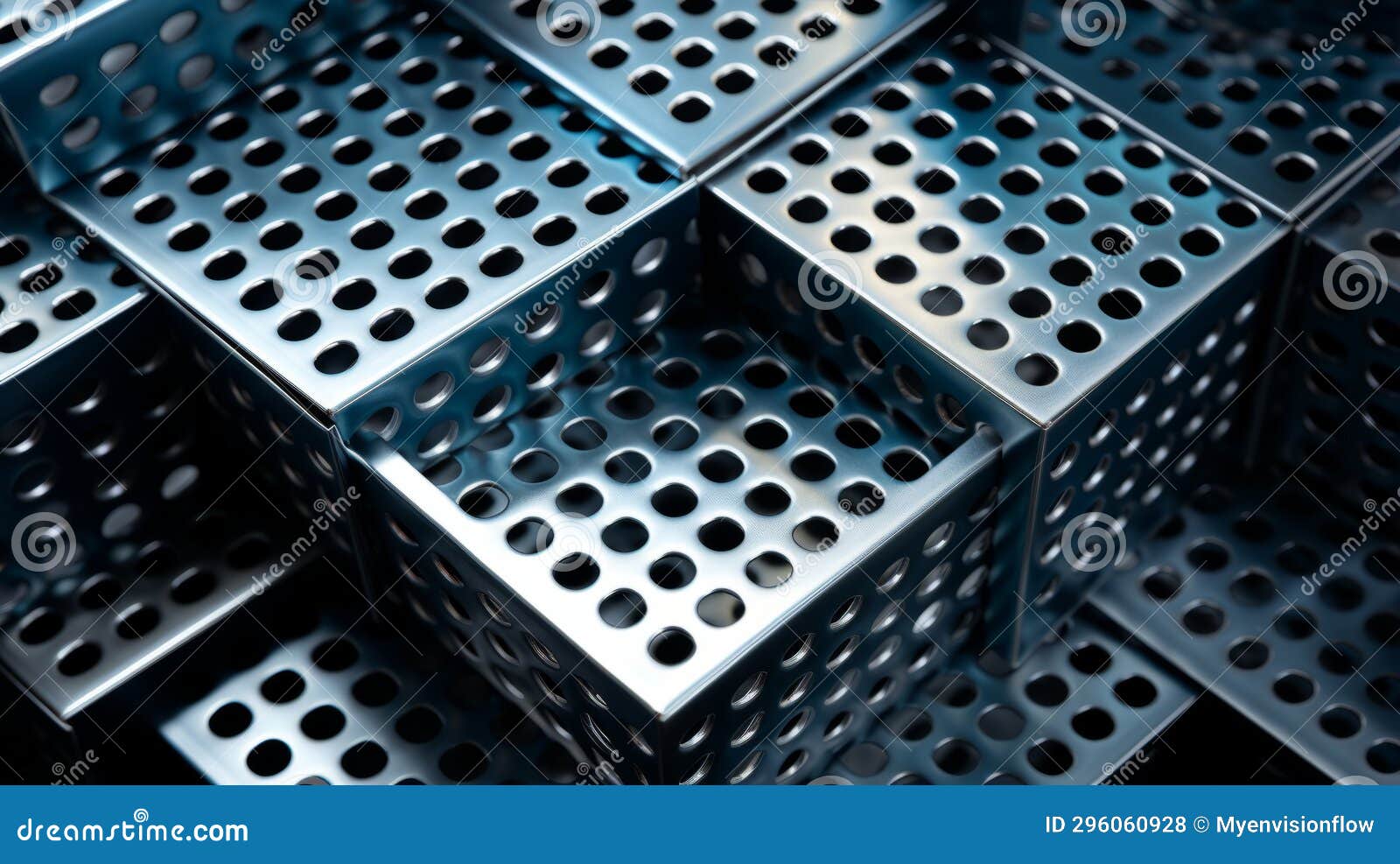 A Group of Metal Cubes with Holes Stock Illustration - Illustration of ...