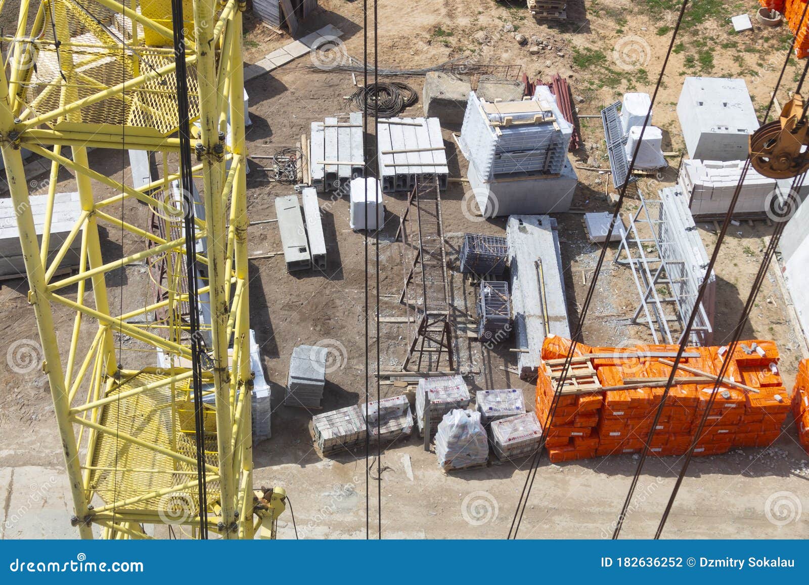 Group of Metal Frame and Building Materials Outdoors at a Construction ...