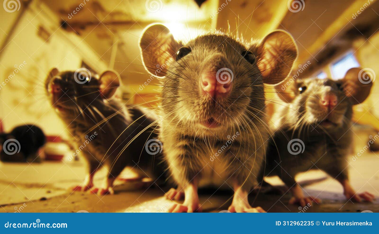A Group of Mice are Seated on Top of a Wooden Floor Stock Illustration ...