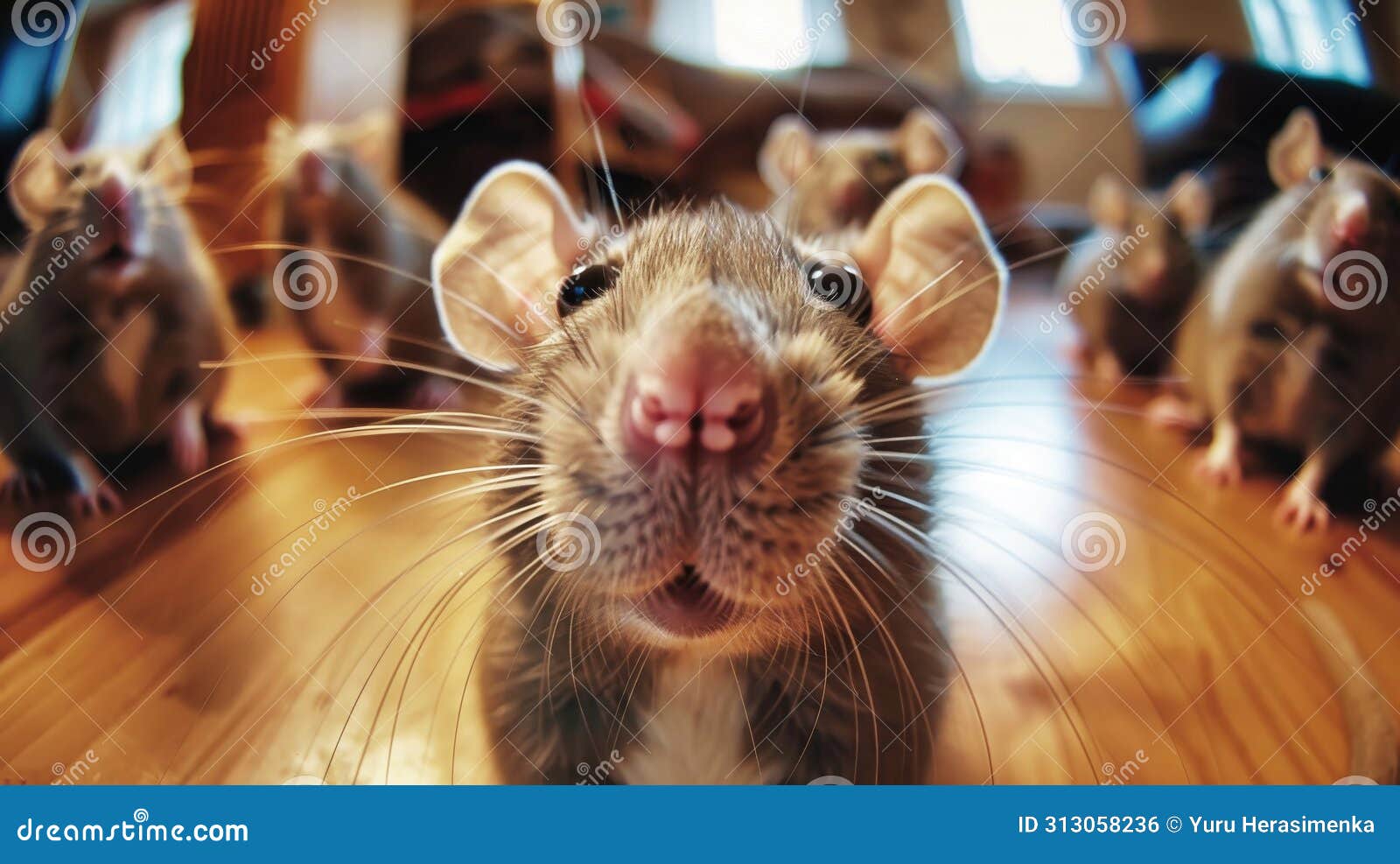 A Group of Mice are Seated on Top of a Wooden Floor Stock Illustration ...