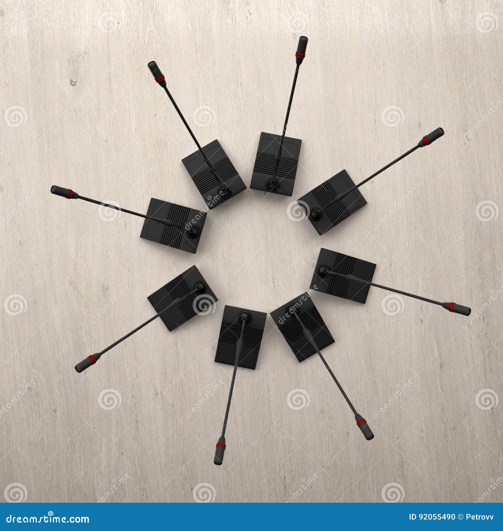 Group Microphone on the Table Top View Stock Illustration ...