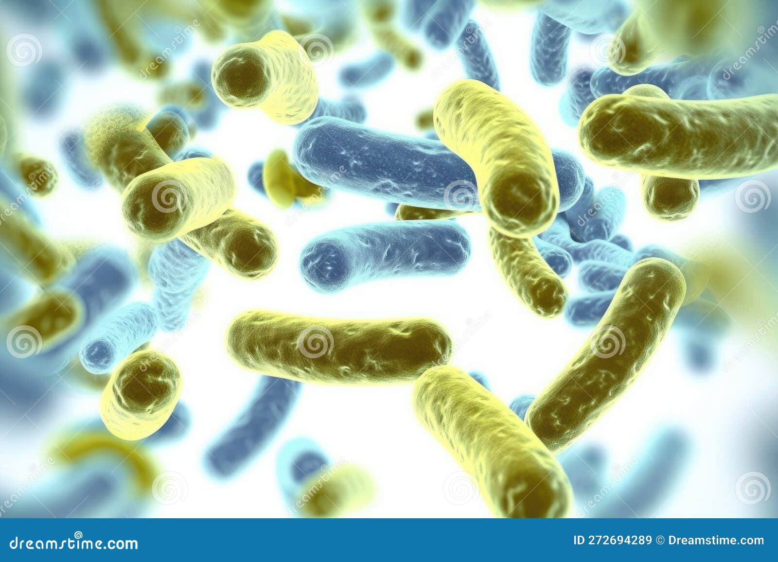 A Group of Microscopic Bacteria Isolated in Different Colors on a White ...