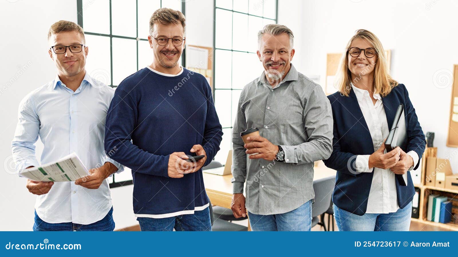 Group of Middle Age Business Workers Smiling Happy Standing at the ...