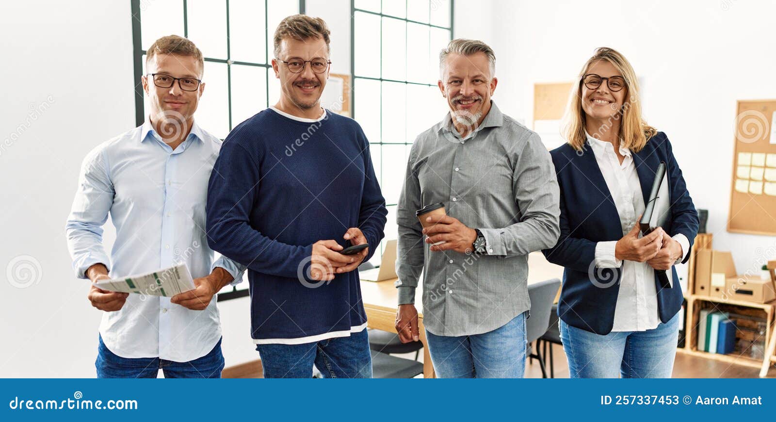 Group of Middle Age Business Workers Smiling Happy Standing at the ...