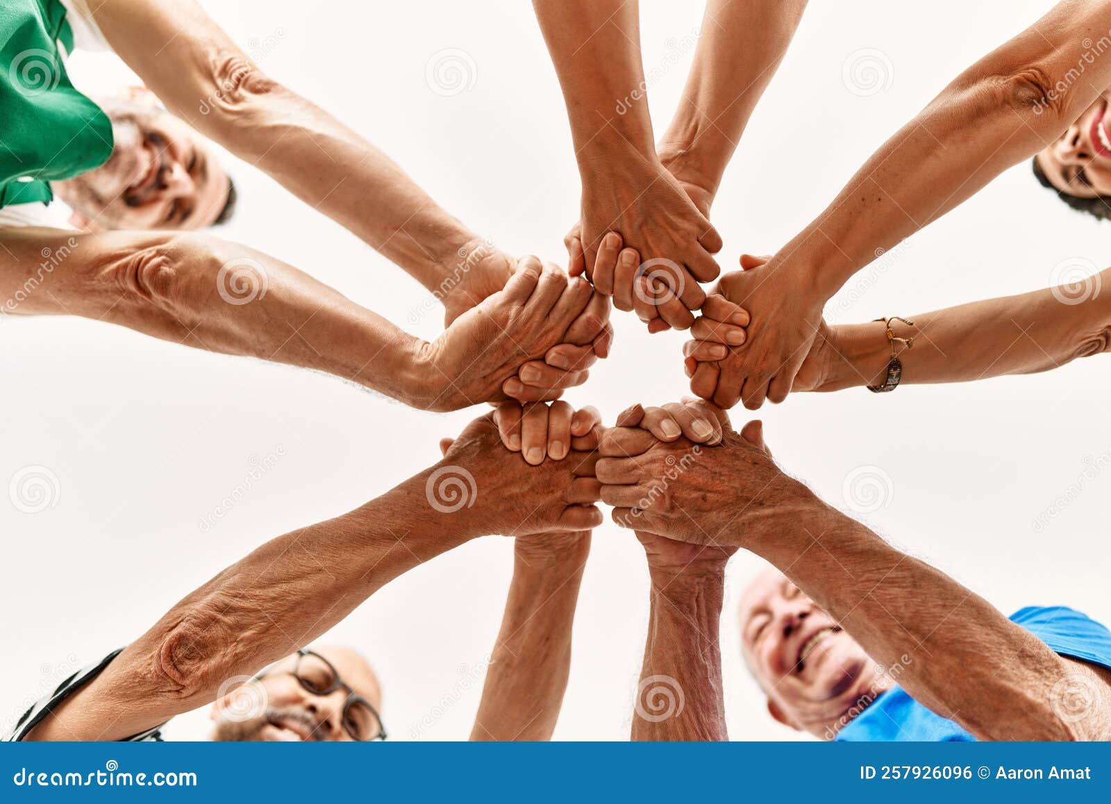 Group of Middle Age Friends with Hands Together Stock Photo - Image of ...