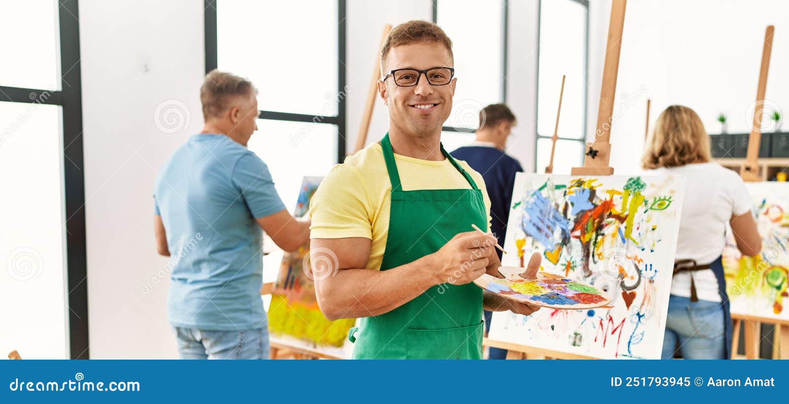 Group of Middle Age Paint Students Drawing at Art Studio Stock Image ...