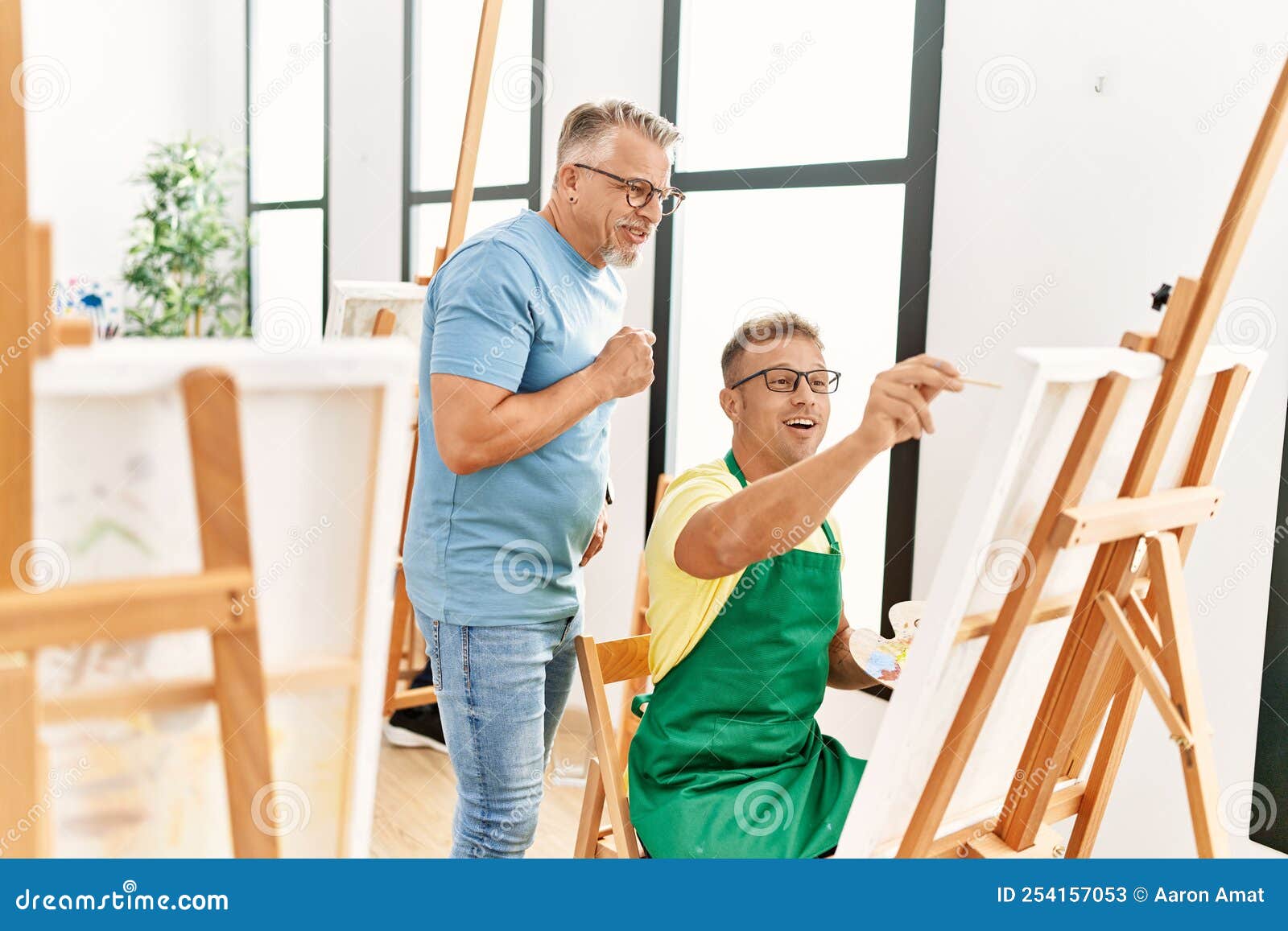 Group of Middle Age Paint Students Drawing at Art Studio Stock Image ...