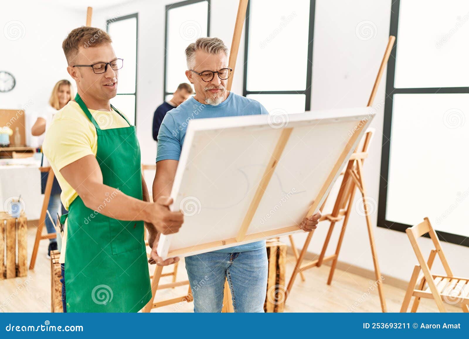 Group of Middle Age People Drawing at Art Studio Stock Image - Image of ...