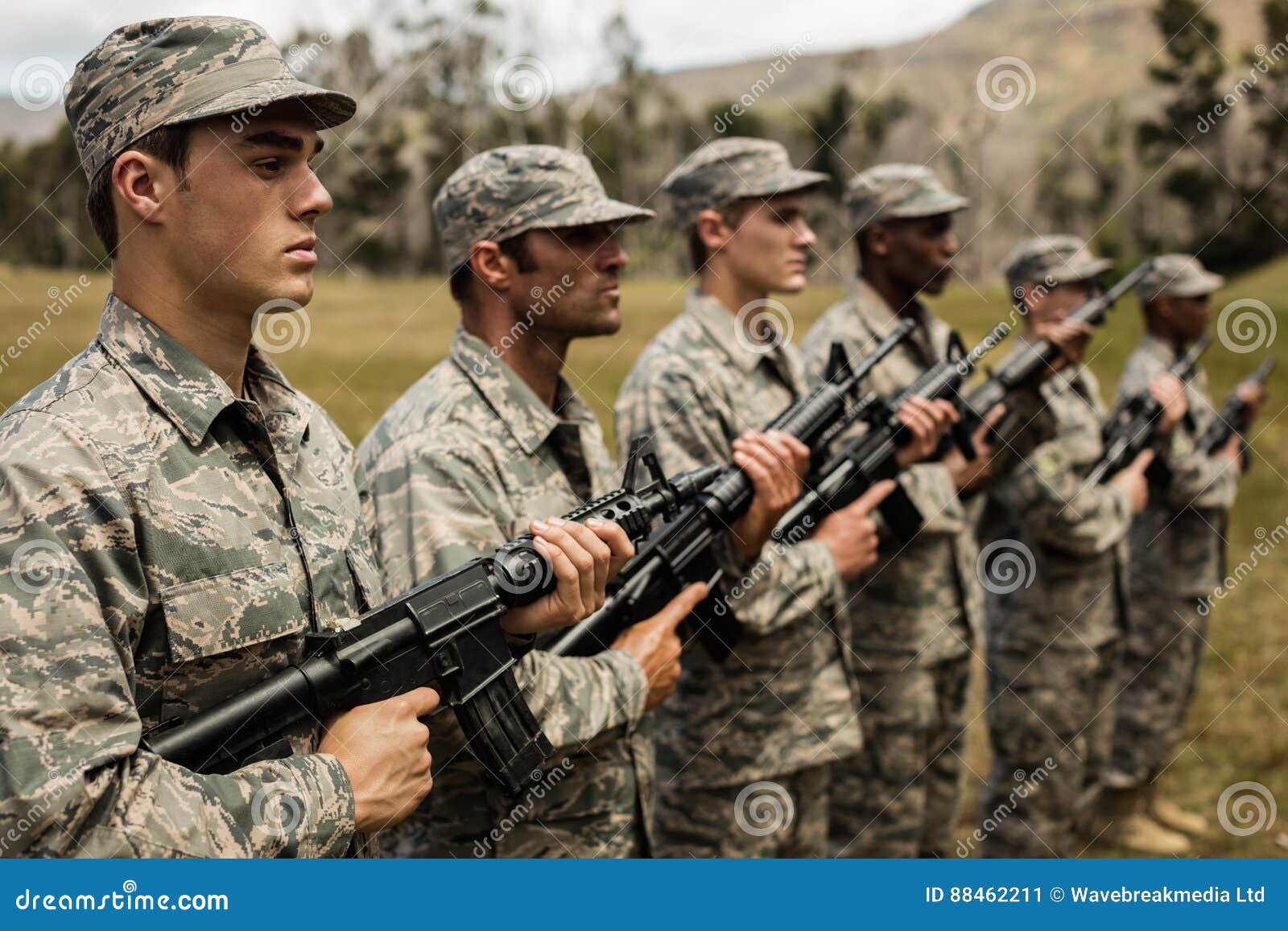 Group of Military Soldiers Standing with Rifles Stock Image - Image of ...