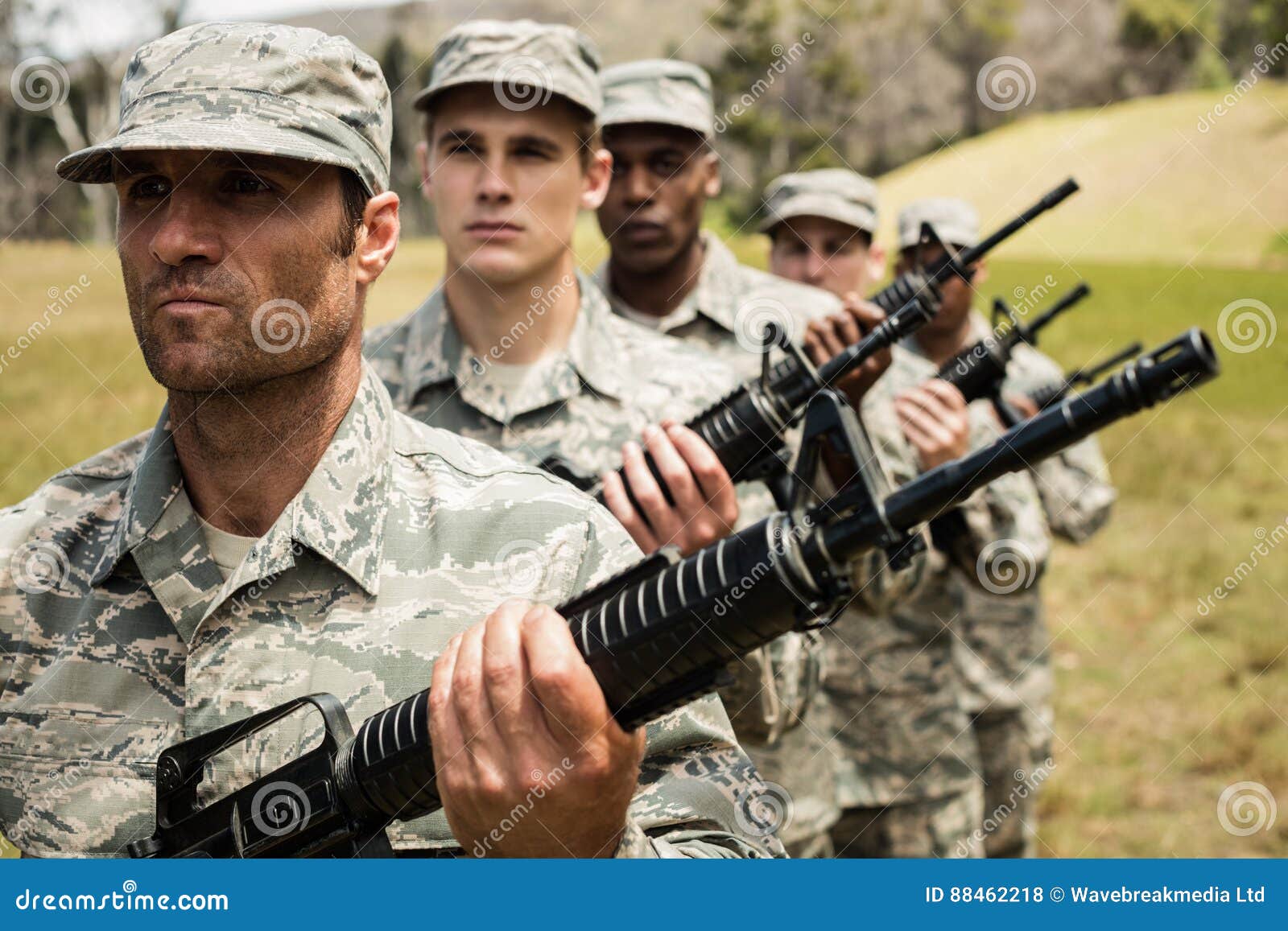 Group of Military Soldiers Standing with Rifles Stock Photo - Image of ...