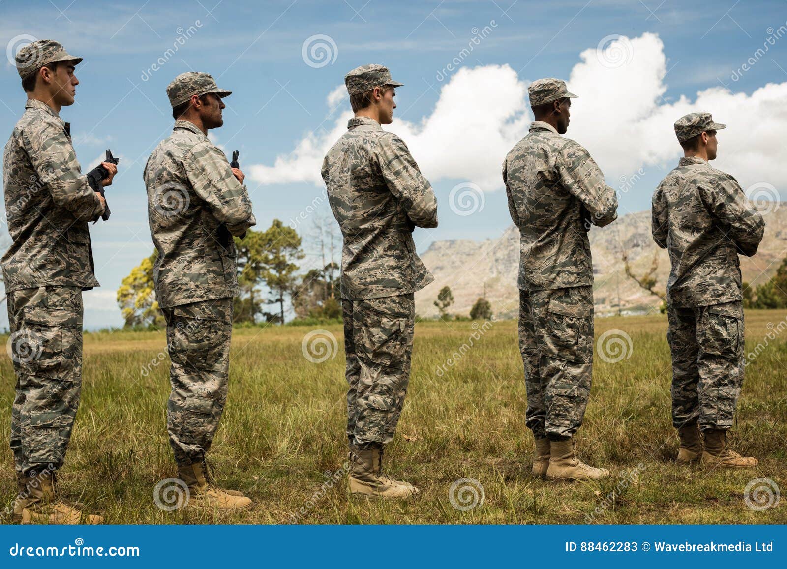 Group of Military Soldiers Standing with Rifles Stock Image - Image of ...