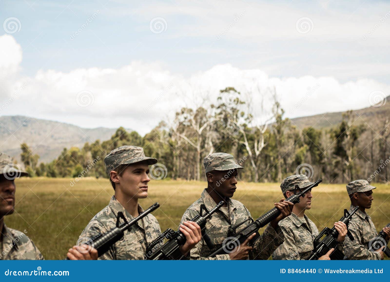 Group of Military Soldiers Standing with Rifles Stock Photo - Image of ...