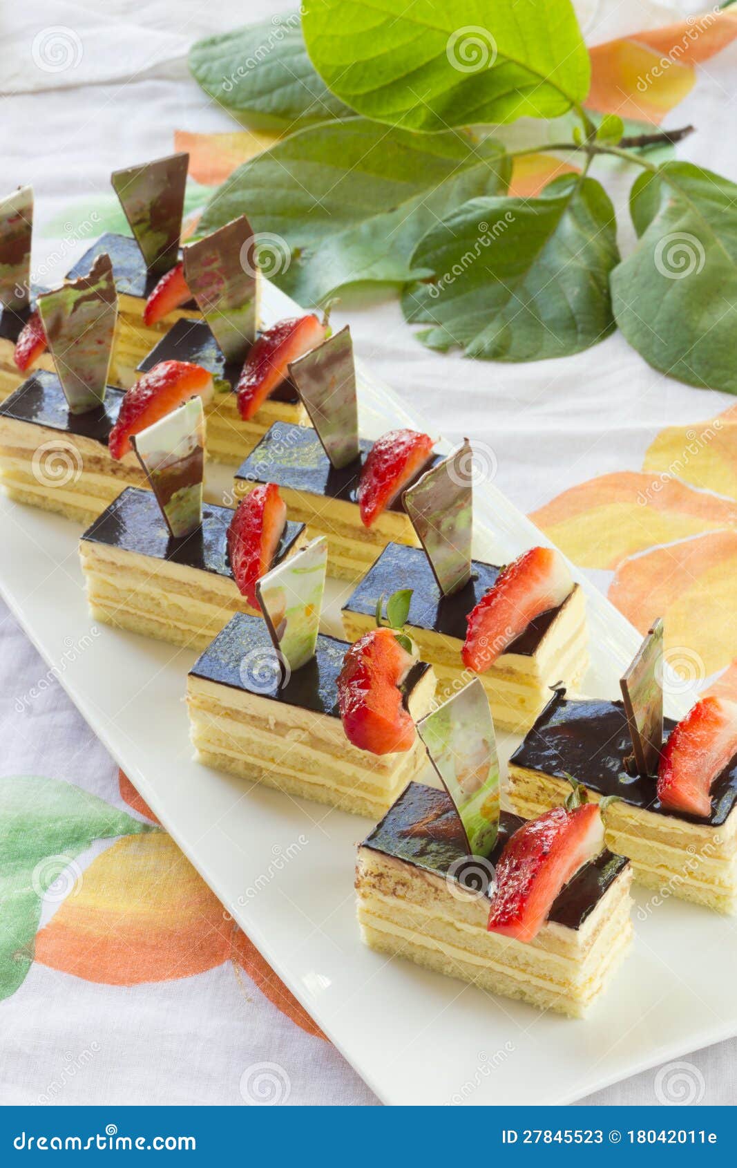 Group of Mini Square Sponge Cakes Stock Image - Image of cooking, snack ...