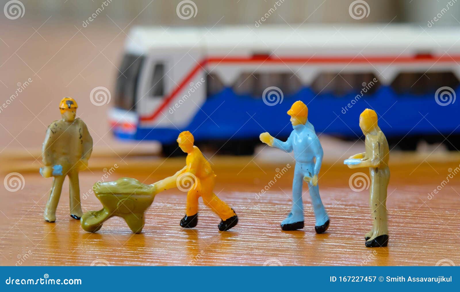 Group of Miniature Worker Meeting To Prepair the Train Stock Image ...